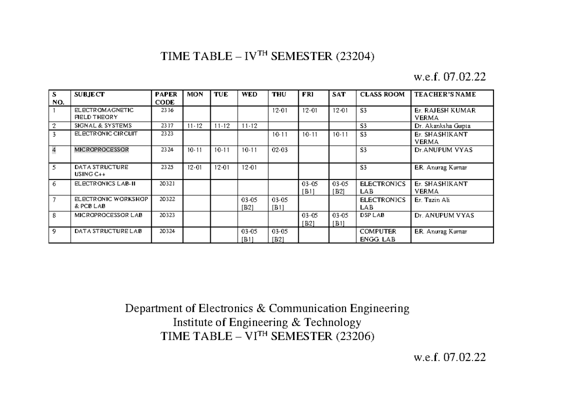 TIME Table Final EVEN sem 17eb2022 Final Changes-converted - TIME TABLE ...