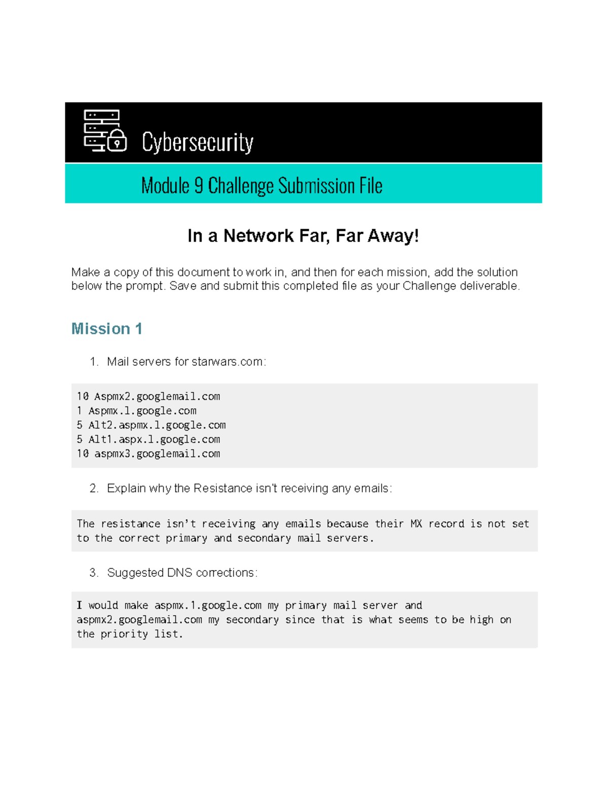 Anthony Santos In a Network Far, Far Away - Cybersecurity Module 9 ...