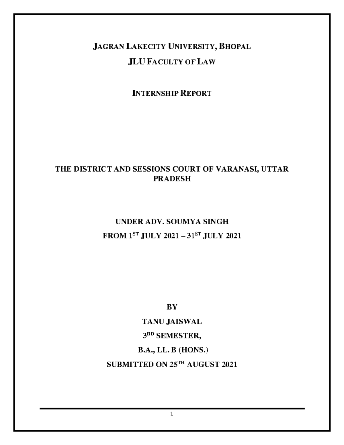 CASE STUDY FOR INTERSHIP REPORT - JAGRAN LAKECITY UNIVERSITY, BHOPAL ...