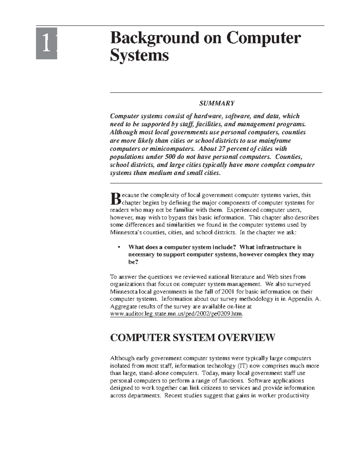 jjhfyrsuiiybjfd - 11 Background on Computer Systems SUMMARY Computer ...