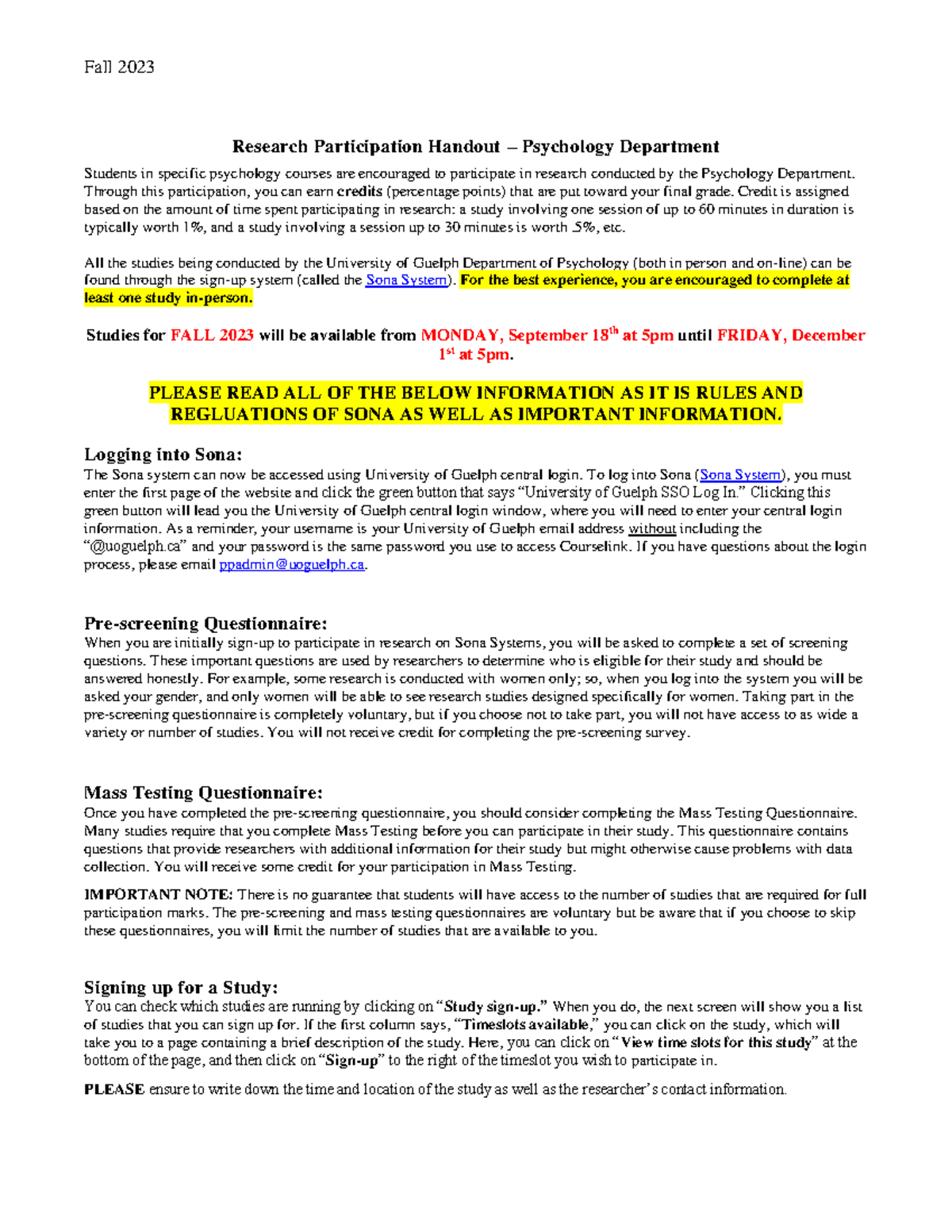 Research Participation Handout - Through this participation, you can ...