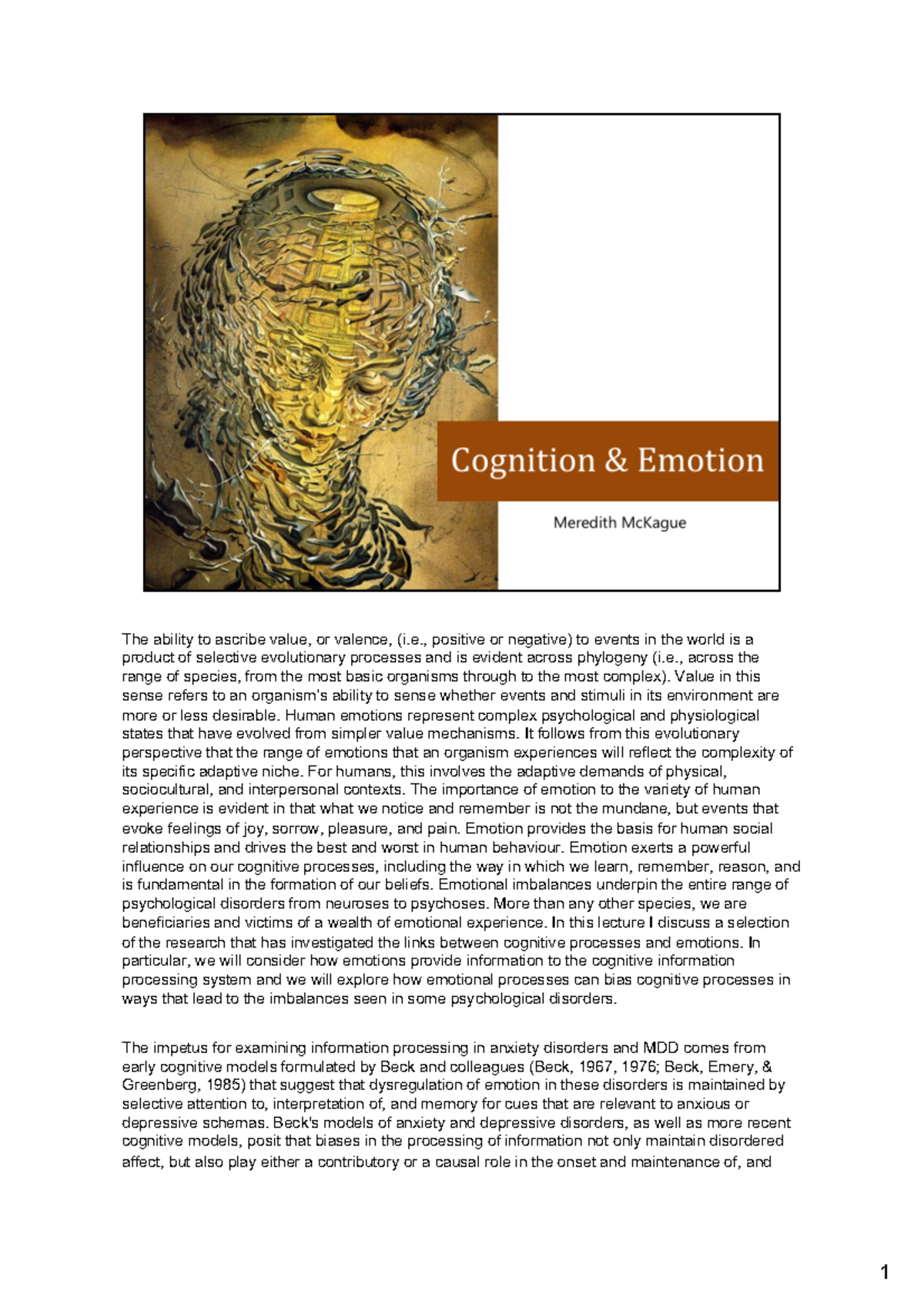 Lecture 4 Cognition And Emotion 2019 Warning Tt Undefined Function 32 The Ability To