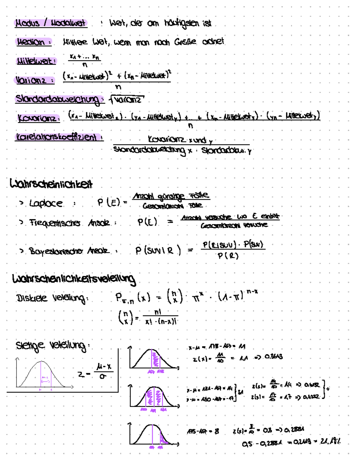 Formeln Statistik - WiSe 2024 - Modus/Modalwert : Wert , der am ...