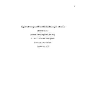 PSY 322 Module 1 Short Paper - Cassandra Soltis May 8, 2022 PSY- Module ...