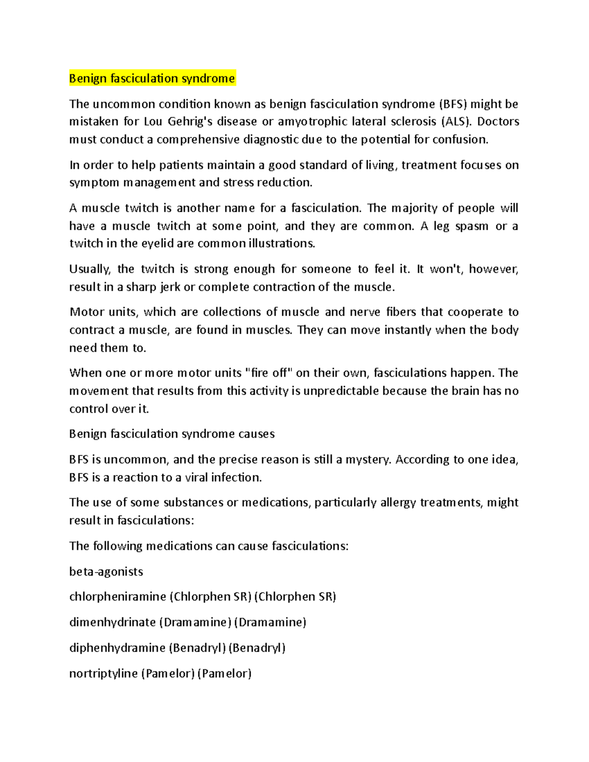 Benign fasciculation syndrome - Doctors must conduct a comprehensive ...