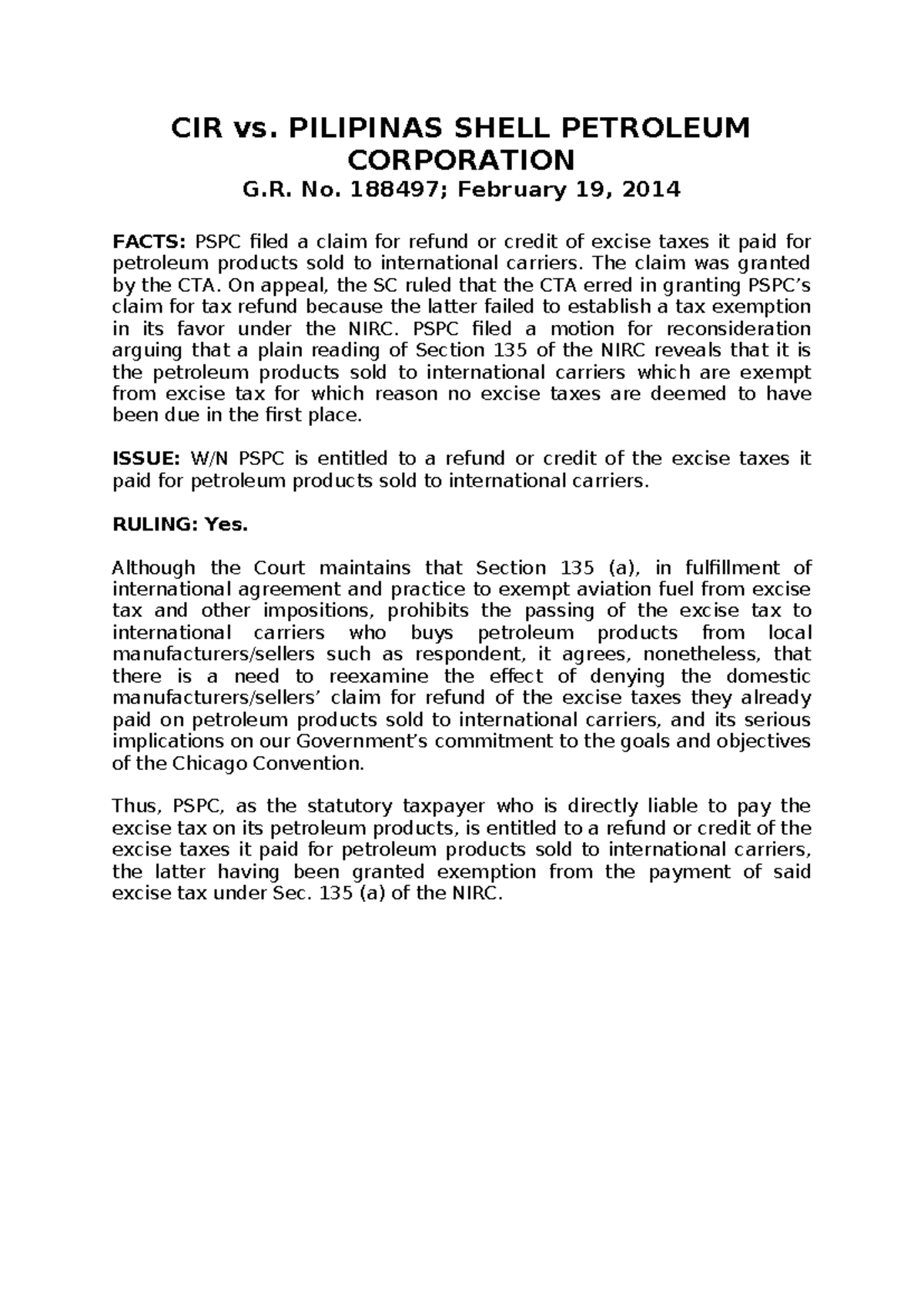 05 CIR vs. Pilipinas Shell - CIR vs. PILIPINAS SHELL PETROLEUM ...