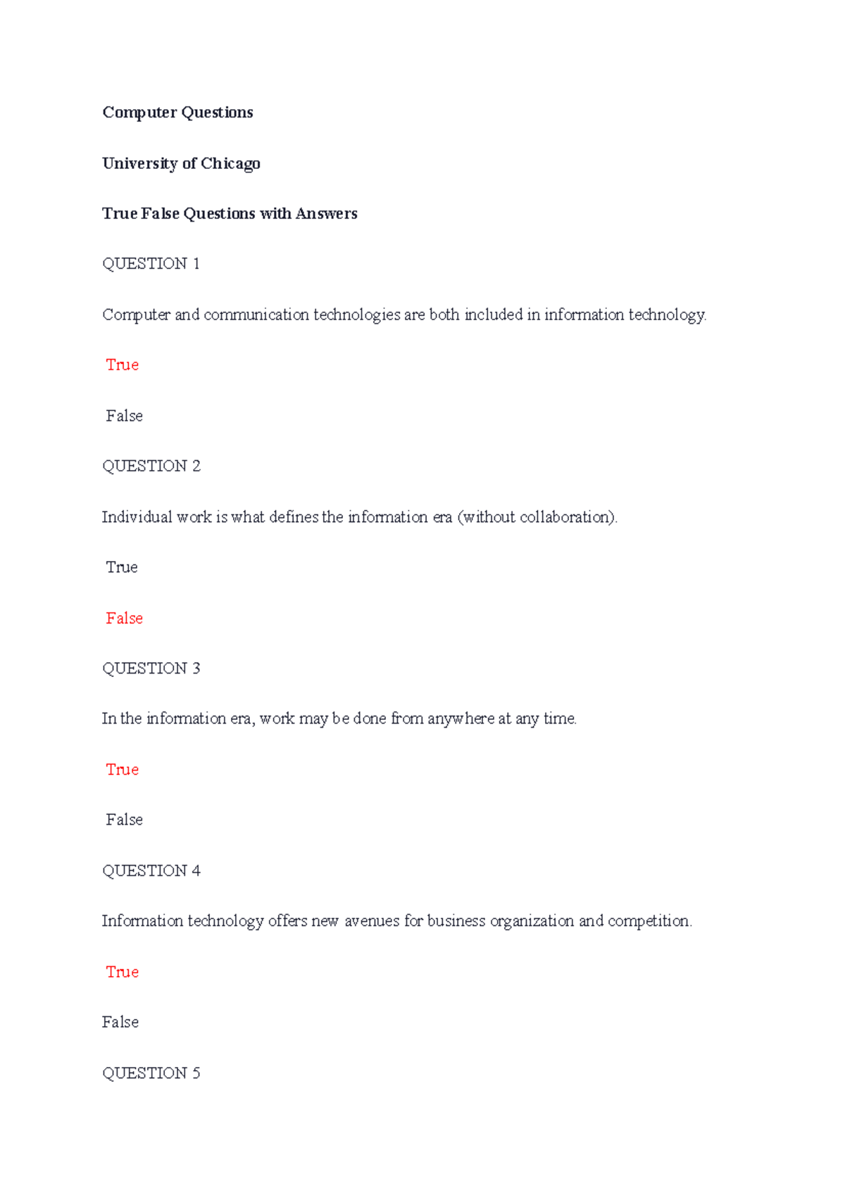 4 - This is a sample question with answers - Computer Questions ...