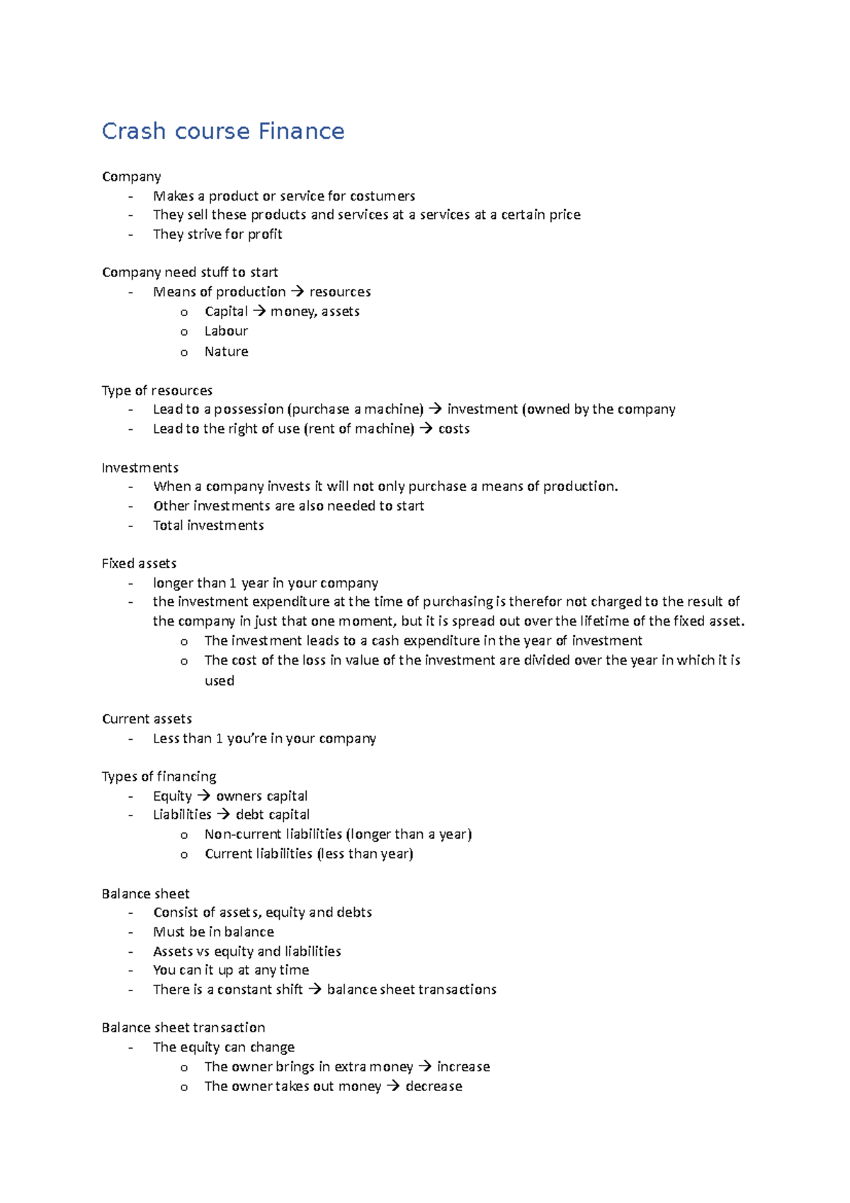Crash course Finance - Crash course Finance Company - Makes a product ...