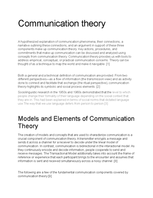 Communication Theory Definition - Communication Theory Imagine a world ...