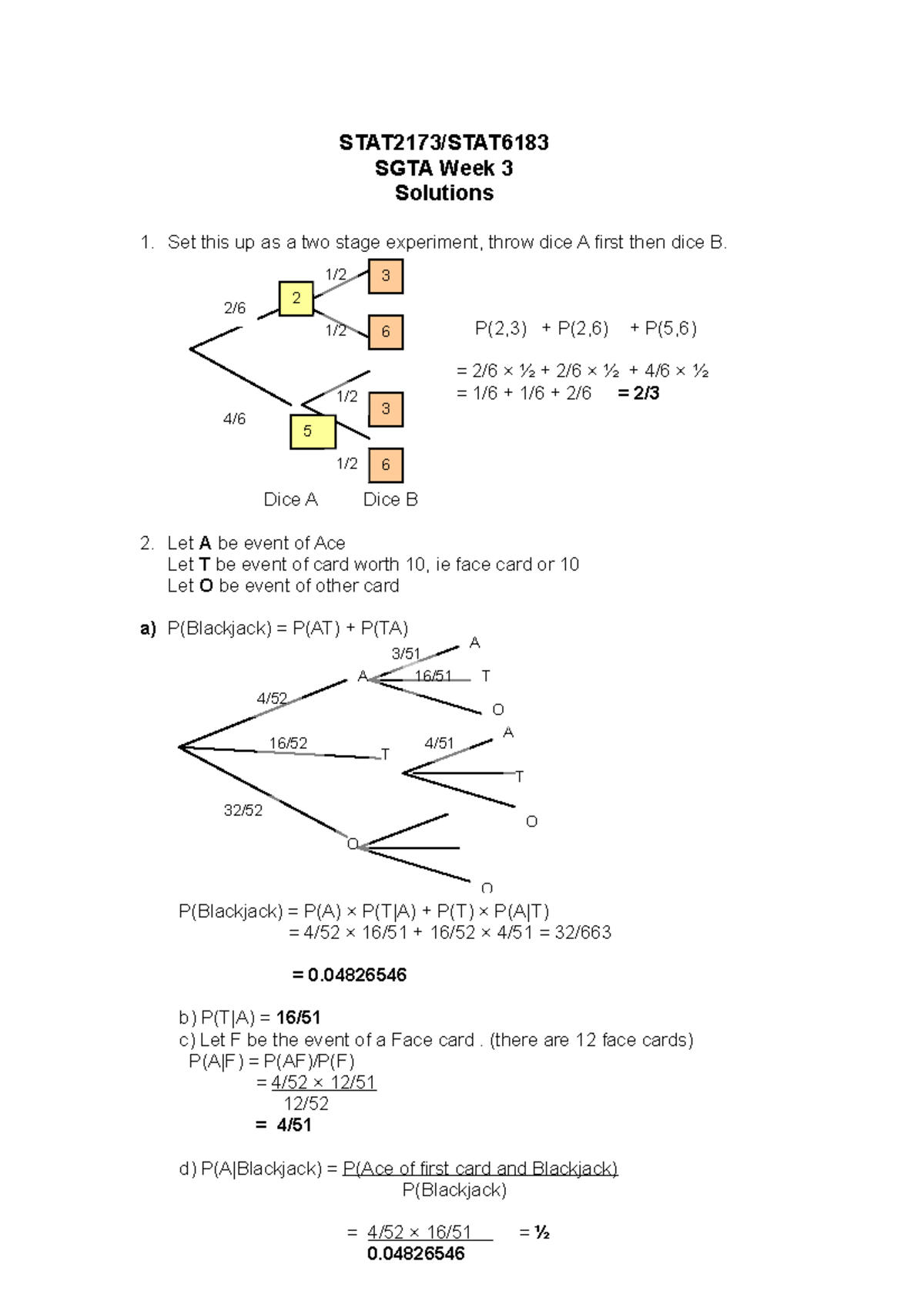 STAT2173 6183 tut week3 sol - STAT2173/STAT SGTA Week 3 Solutions Set ...