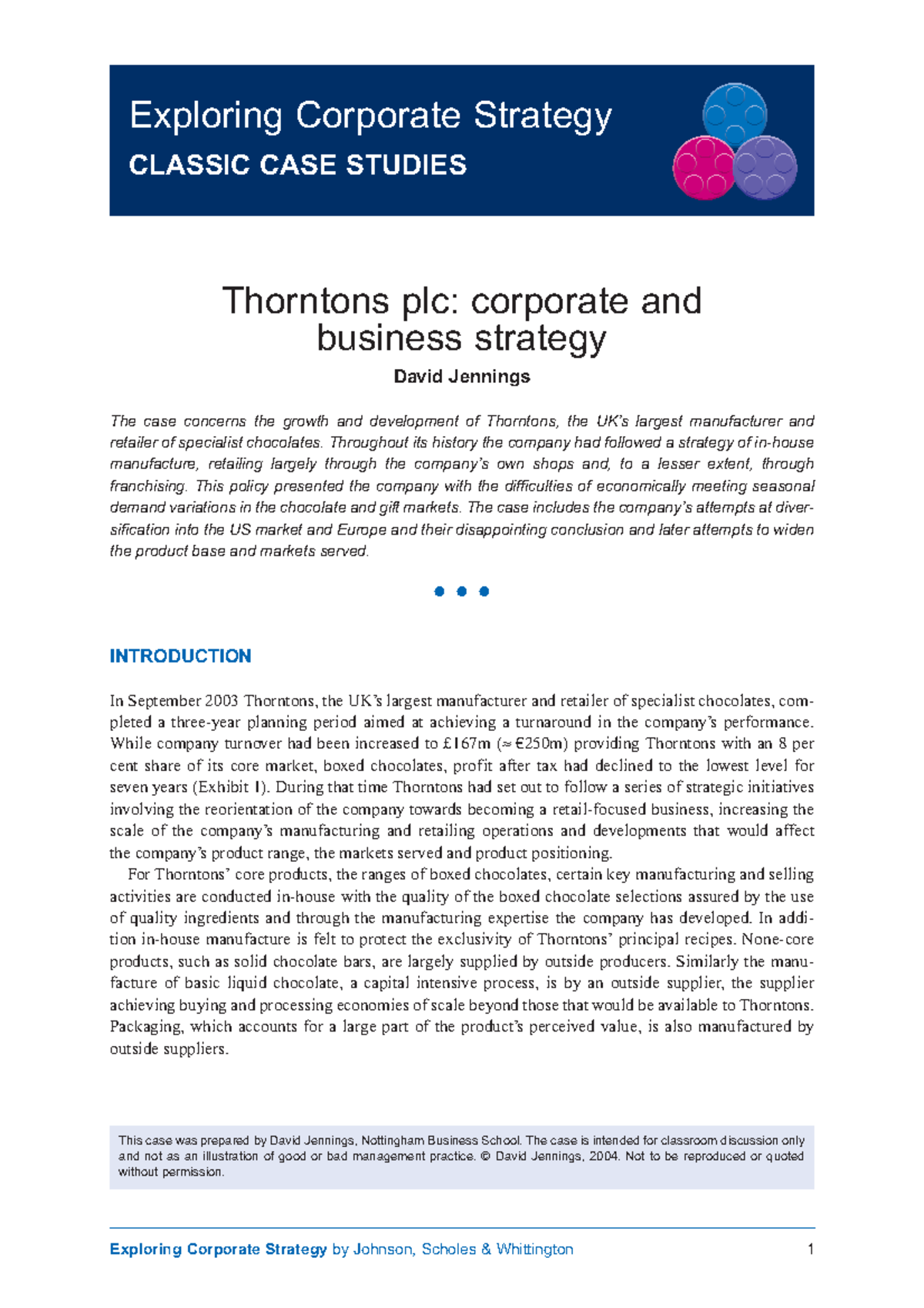 Thorntons-case-study - Thorntons plc: corporate and business strategy ...
