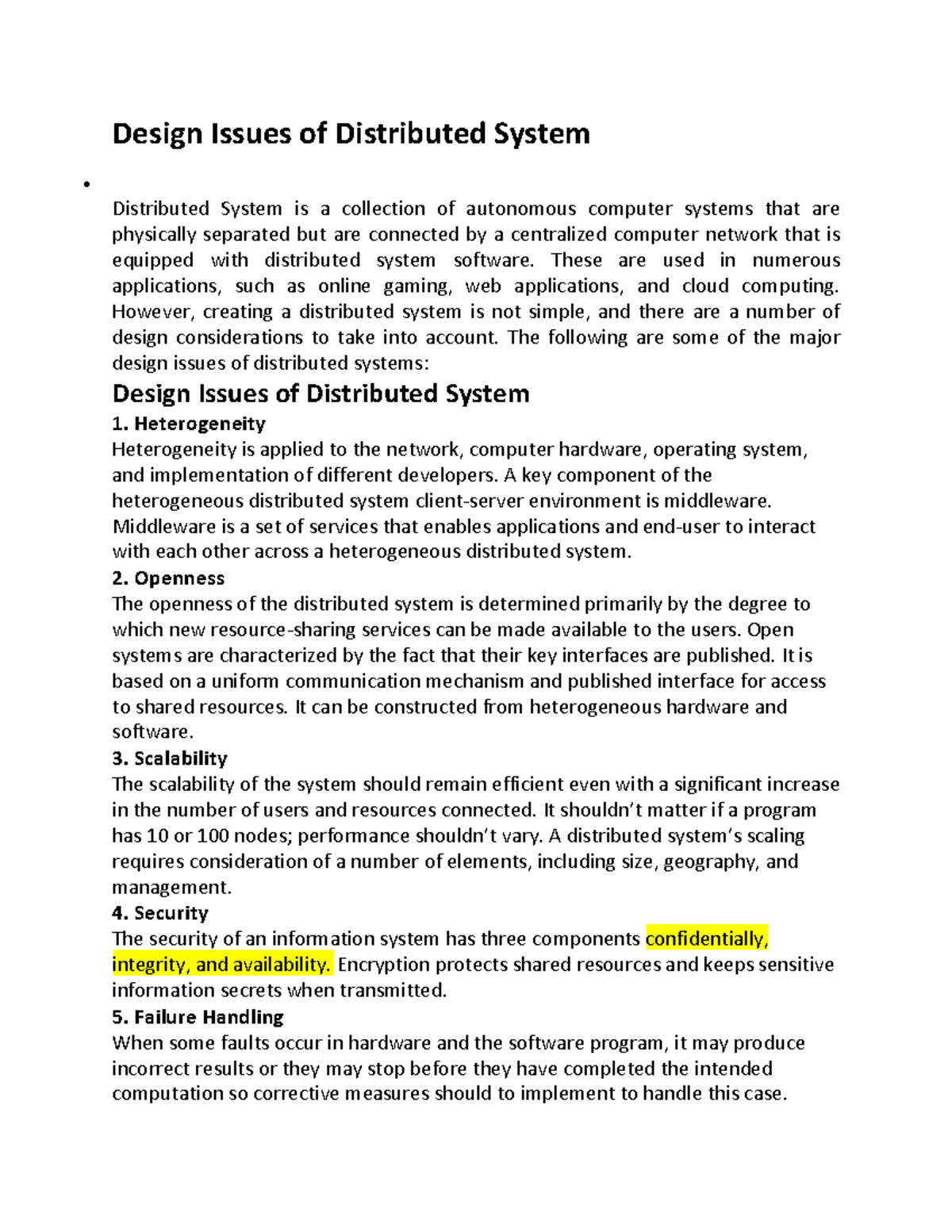 Topic 4 Issues And Allocation Design Issues Of Distributed System Distributed System Is A