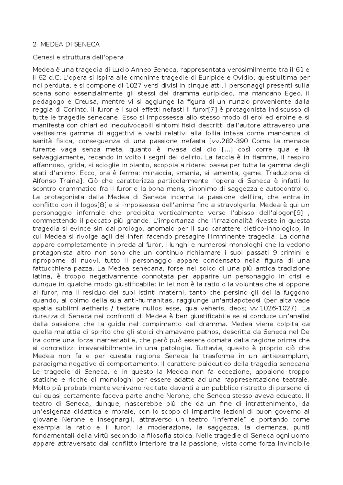 Medea seneca - 2. MEDEA DI SENECA Genesi e struttura dell'opera Medea è ...