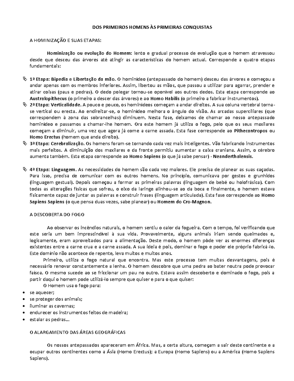 DOS Primeiros Homens ÀS Primeiras Conquistas - DOS PRIMEIROS HOMENS ÀS ...