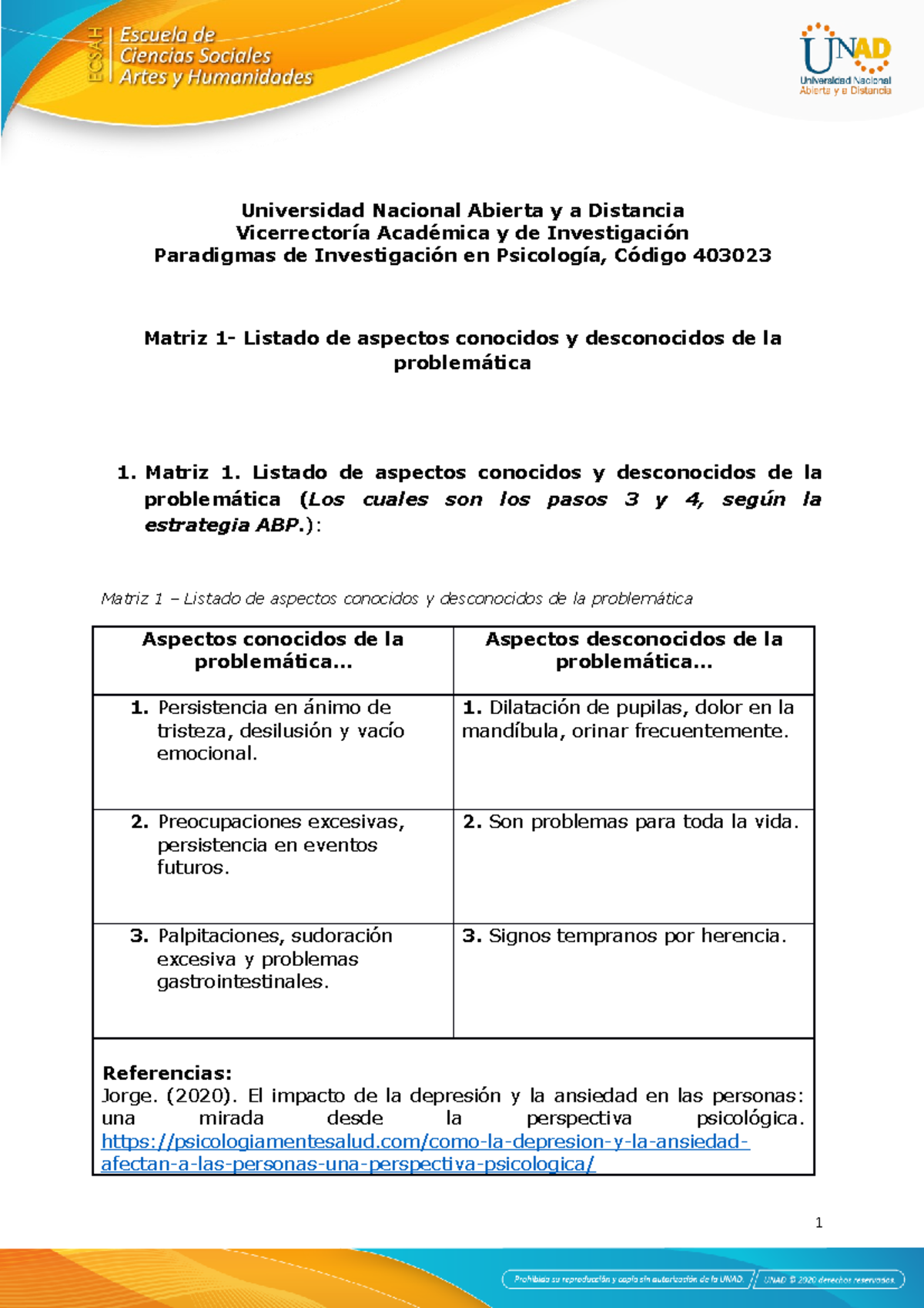 Anexo 2 - Matriz 1- Listado de aspectos conocidos y desconocidos de la ...