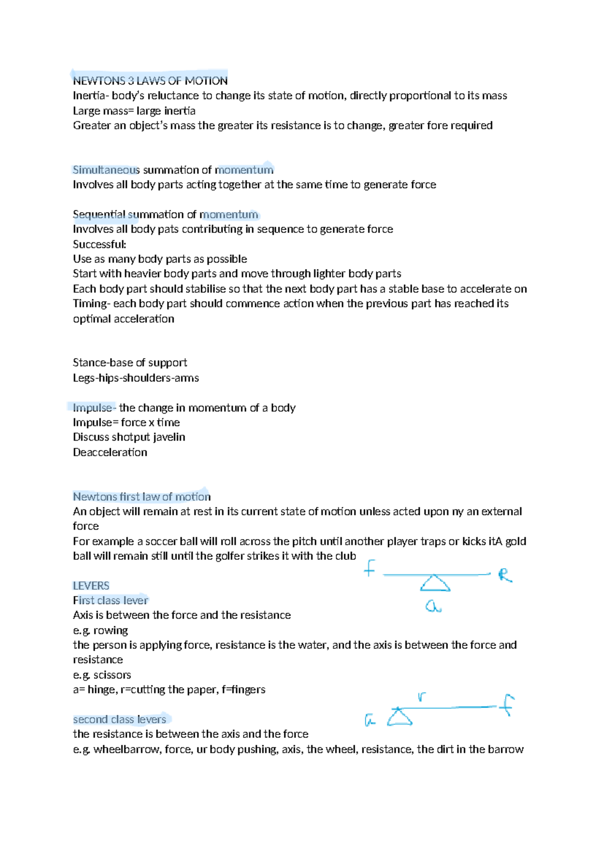 Inertia notes - NEWTONS 3 LAWS OF MOTION Inertia- body’s reluctance to ...