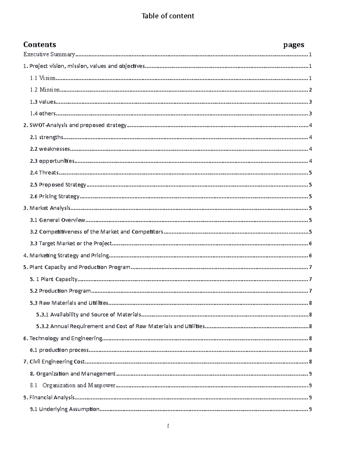 Project - COMMENT ME PLEASE - Table of content Executive - Studocu