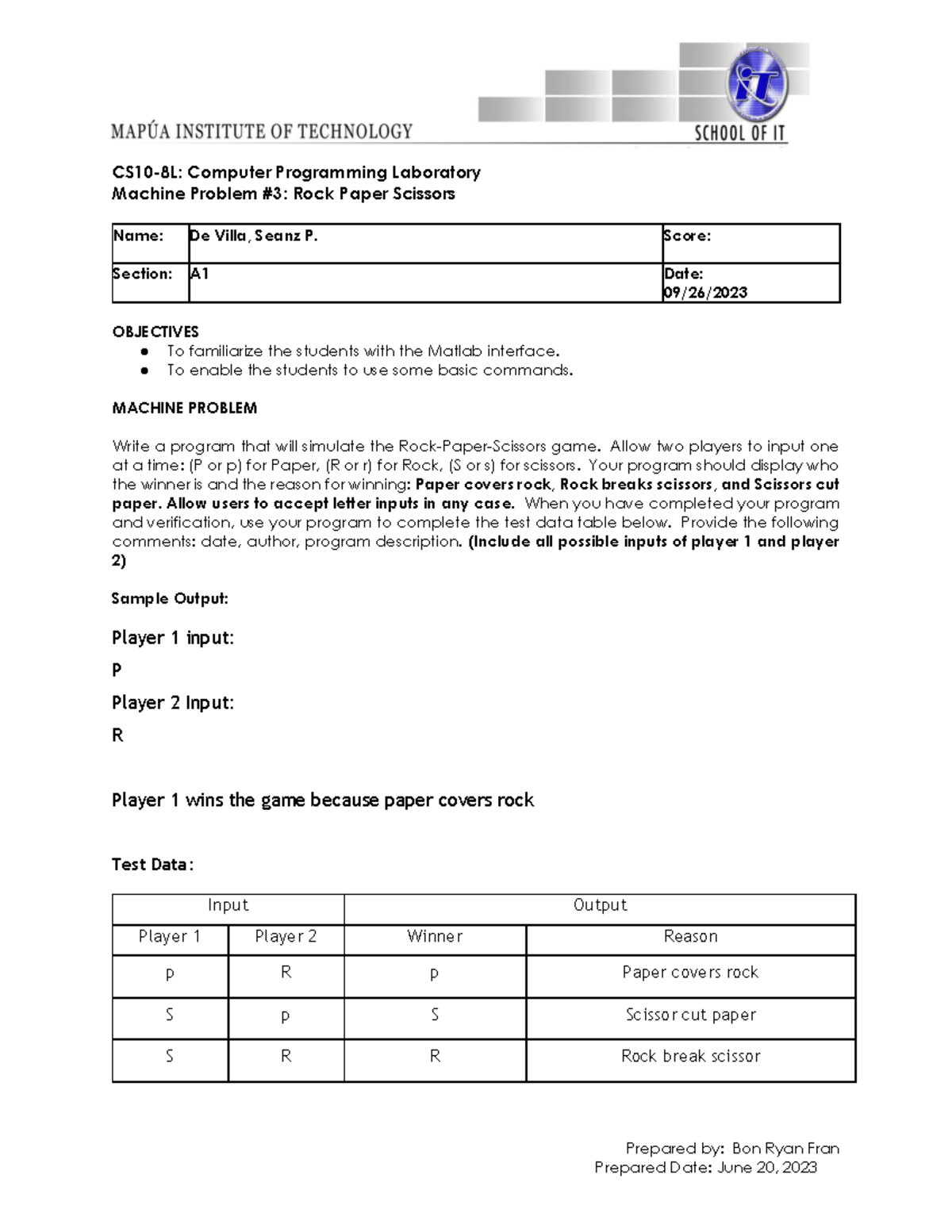 De Villa Seanz MP3 - safafas - CS10-8L: Computer Programming Laboratory ...