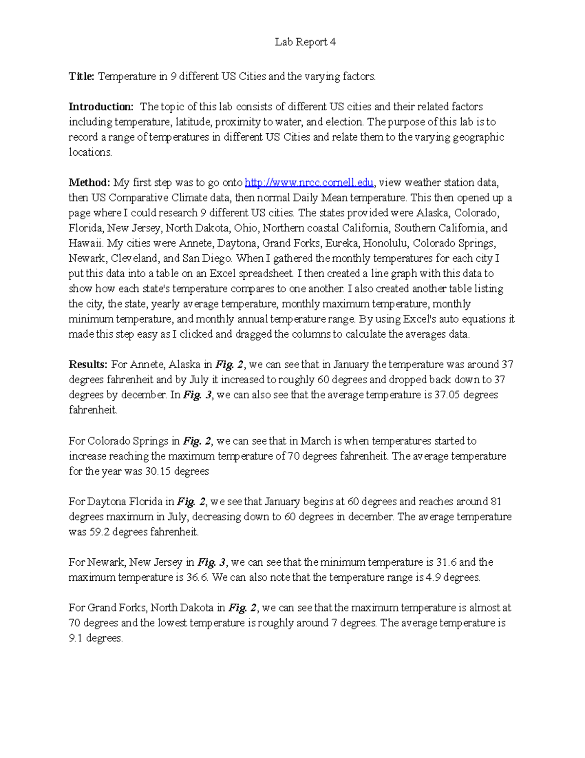 LAB Report 4 esc 11 - Title: Temperature in 9 different US Cities and ...