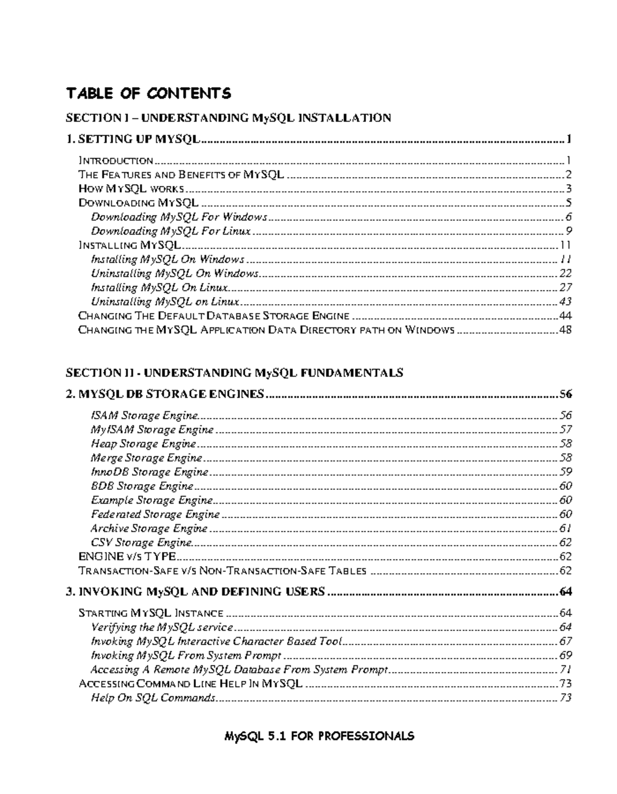 9789350235188 toc - lecture notes abiut dbms - MySQL 5 FOR ...