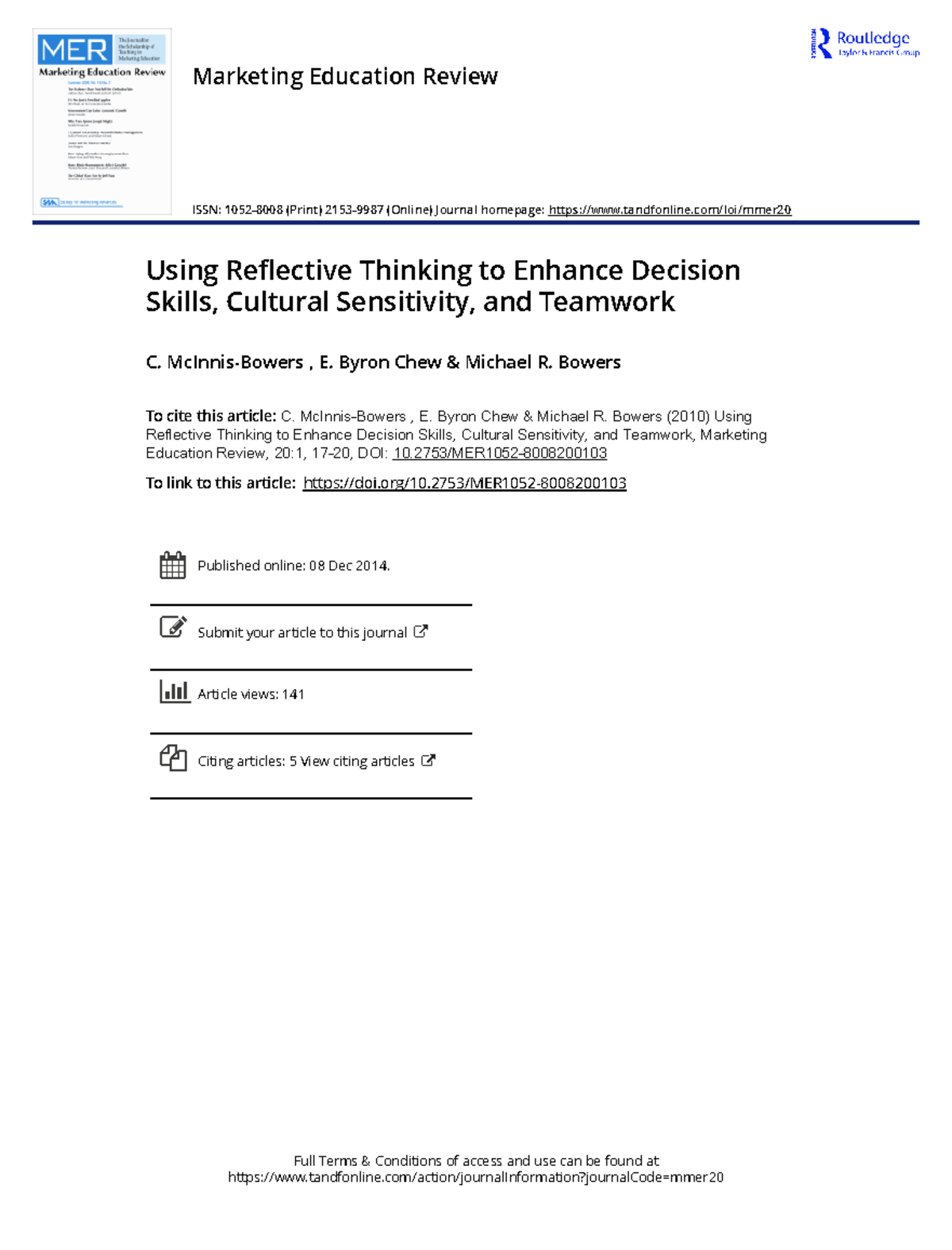 Using Reflective Thinking to Enhance Decision Skills Cultural ...