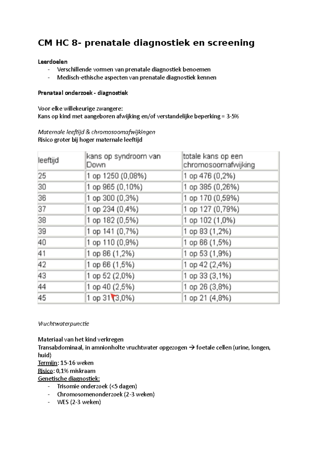 CM HC 8 prenatale diagnostiek en screening - CM HC 8- prenatale ...