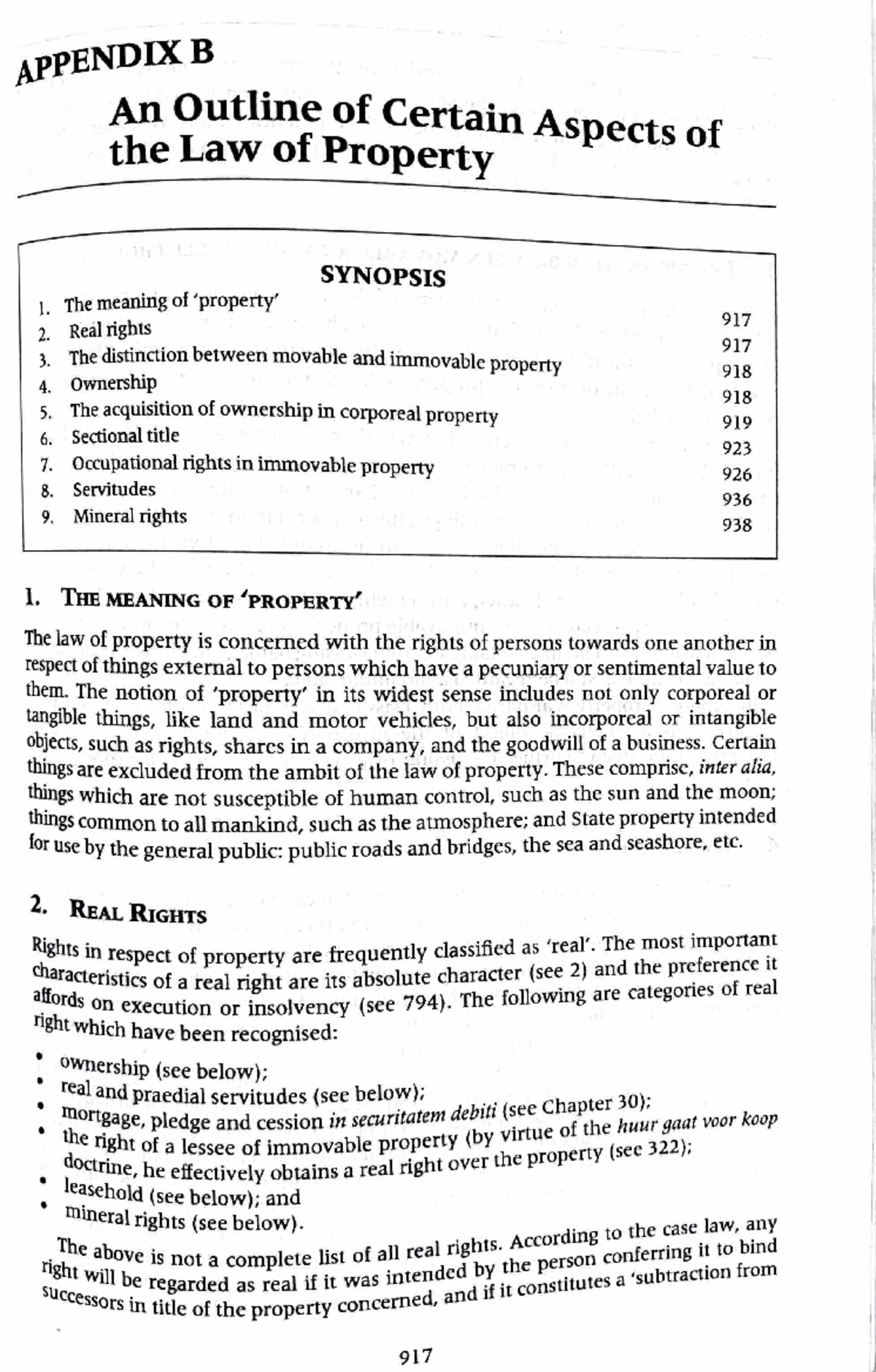 Study theme 2 - TEXTBOOK - APPENDIX B An Outline of Certain Aspects of the Law of Property ...