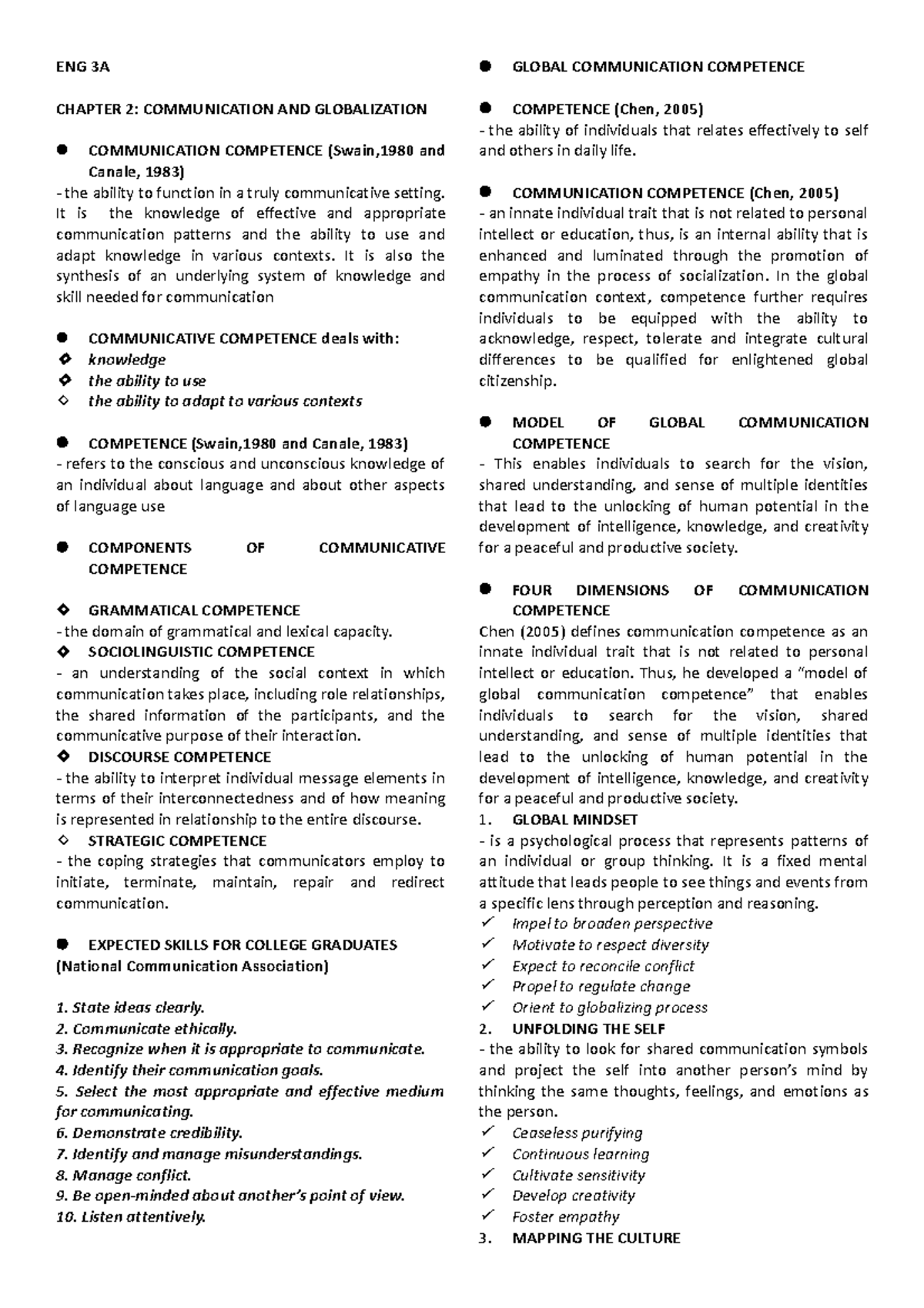 ENG 3A1 - tep - ENG 3A CHAPTER 2: COMMUNICATION AND GLOBALIZATION ...