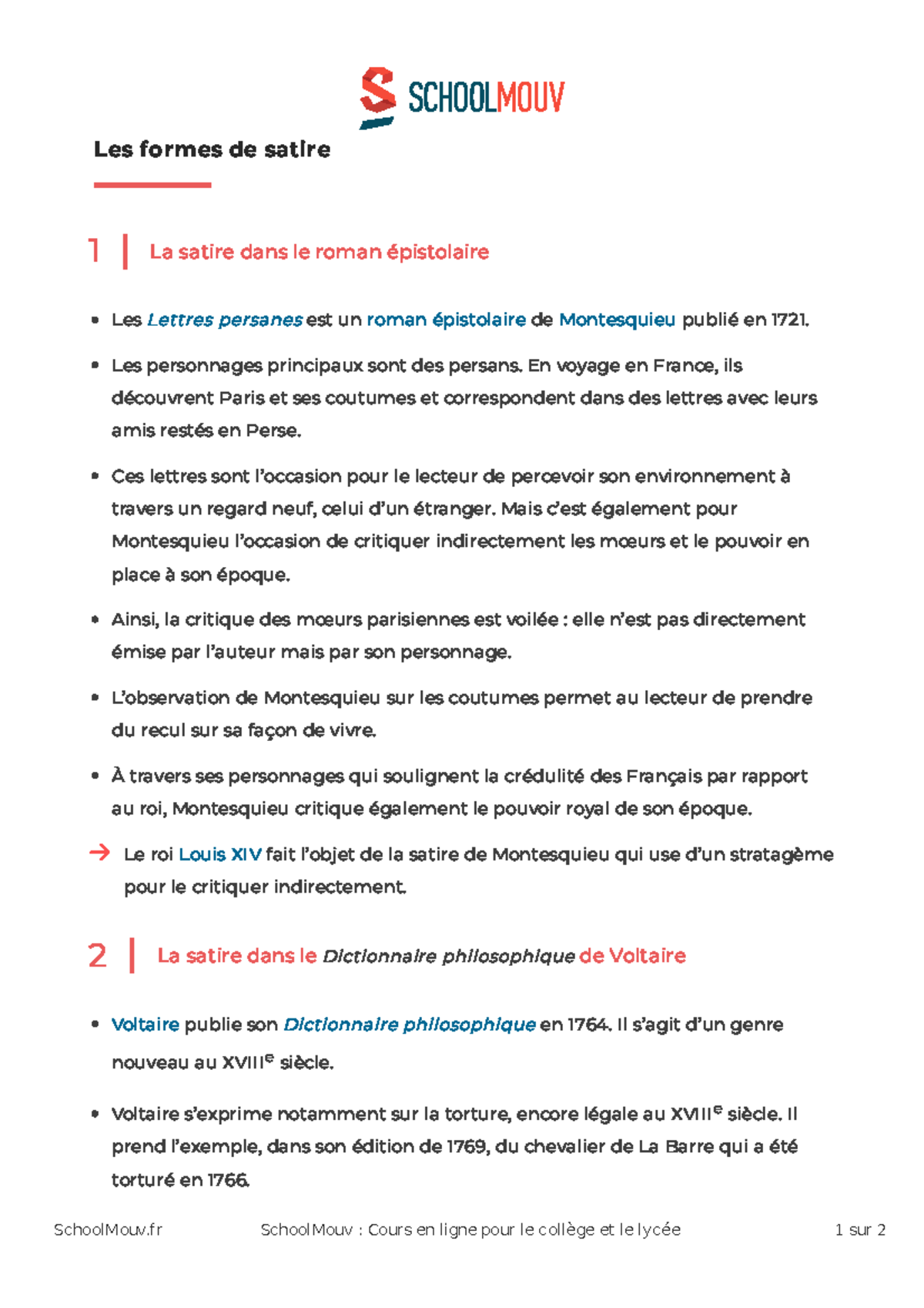 Les-formes-de-satire fiche-de-revision - SchoolMouv SchoolMouv : Cours ...