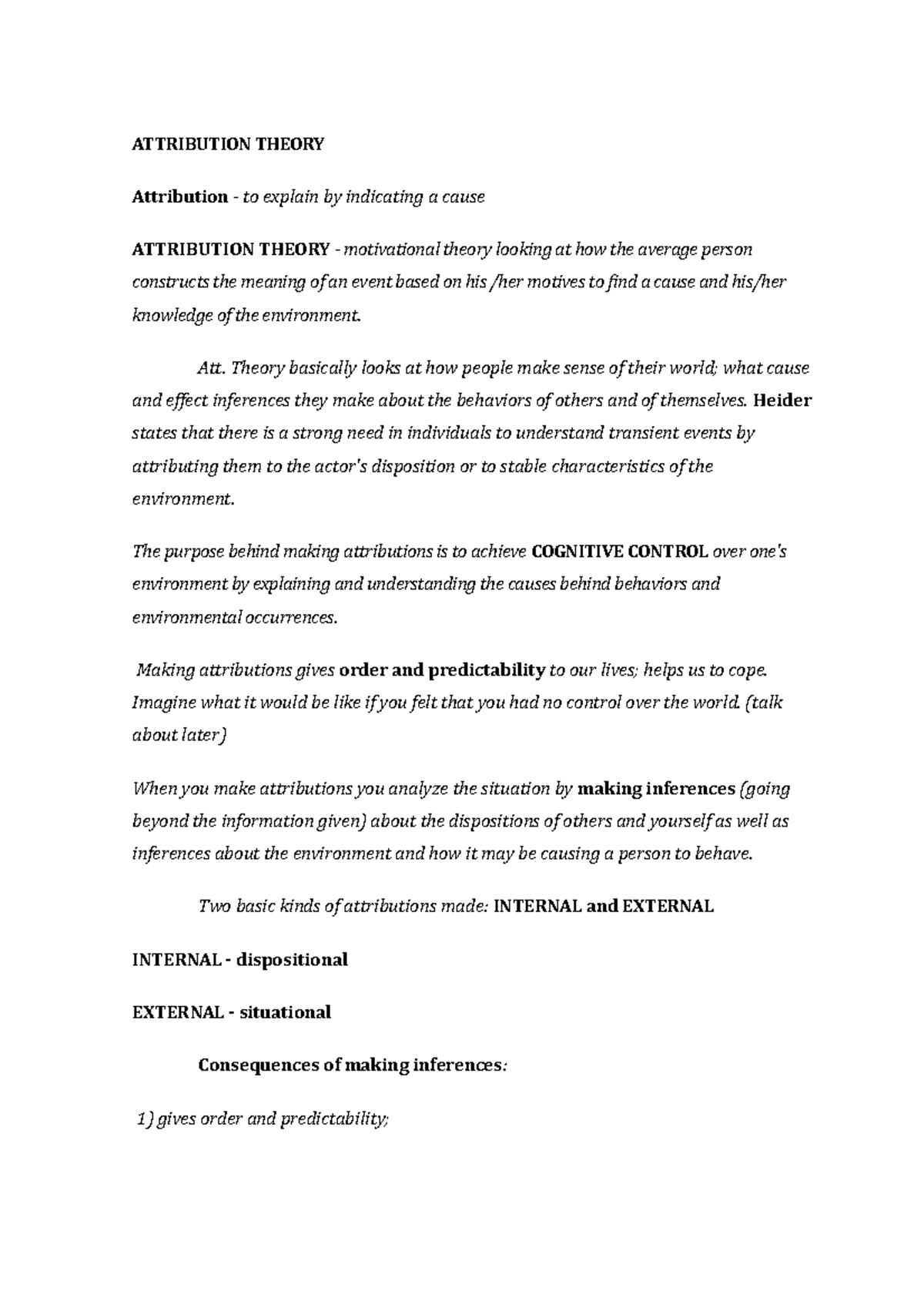 Attribution Theory - ATTRIBUTION THEORY Attribution - to explain by ...