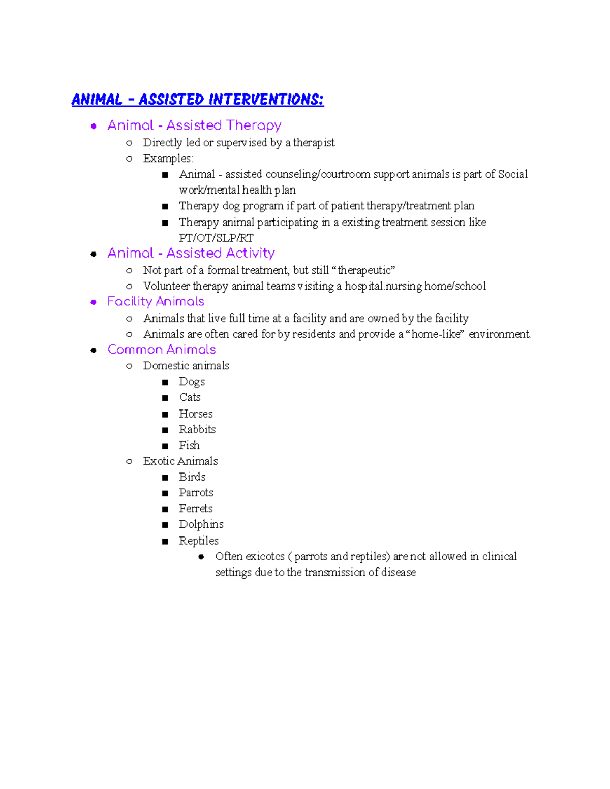 Animal -Assisted Interventions - Studocu