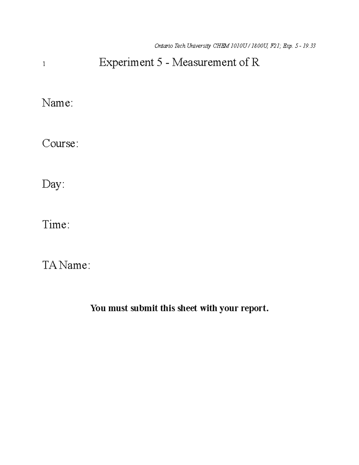 1010 1800 Measurement of R report template - 1 Experiment 5 ...