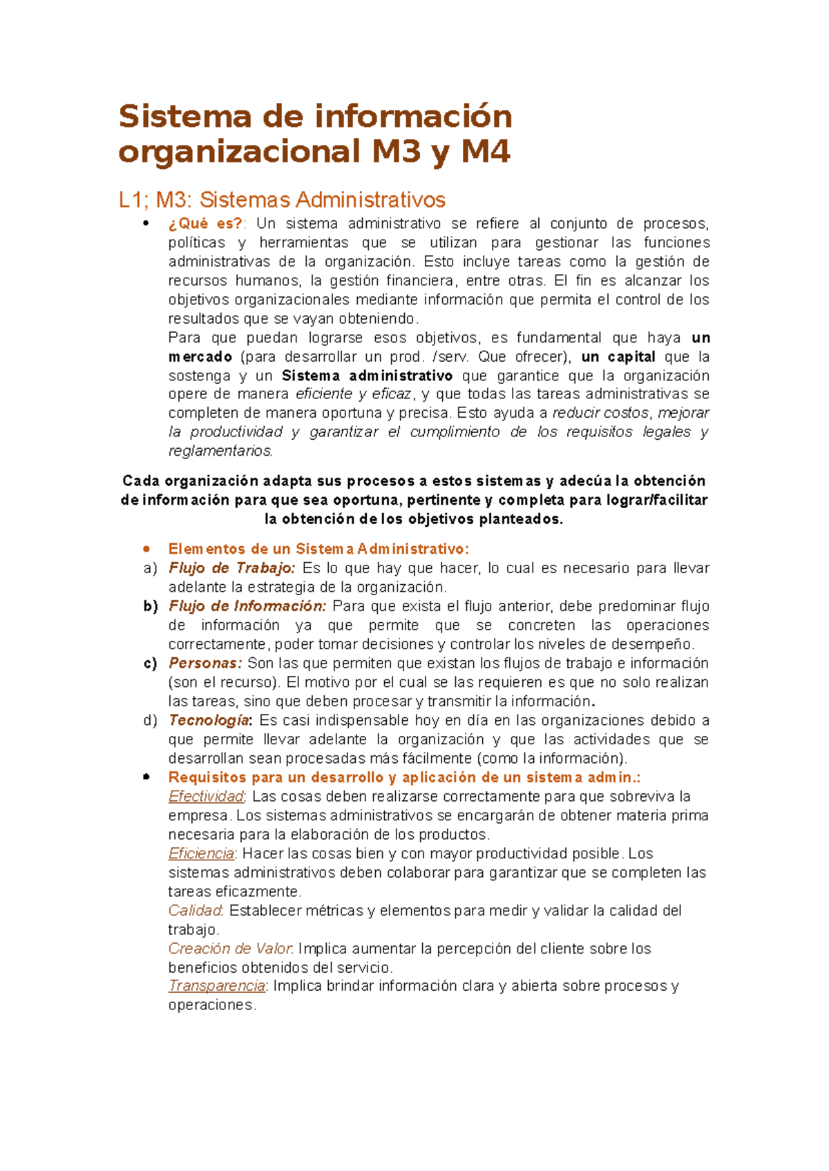 Sistema de informacion organizacional M3 y M4 - Sistema de información organizacional M3 y M L1 ...