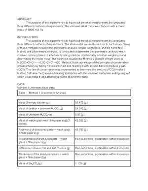 Lab Report-Copper Cycle - A Cycle of Copper Reaction ABSTRACT The ...