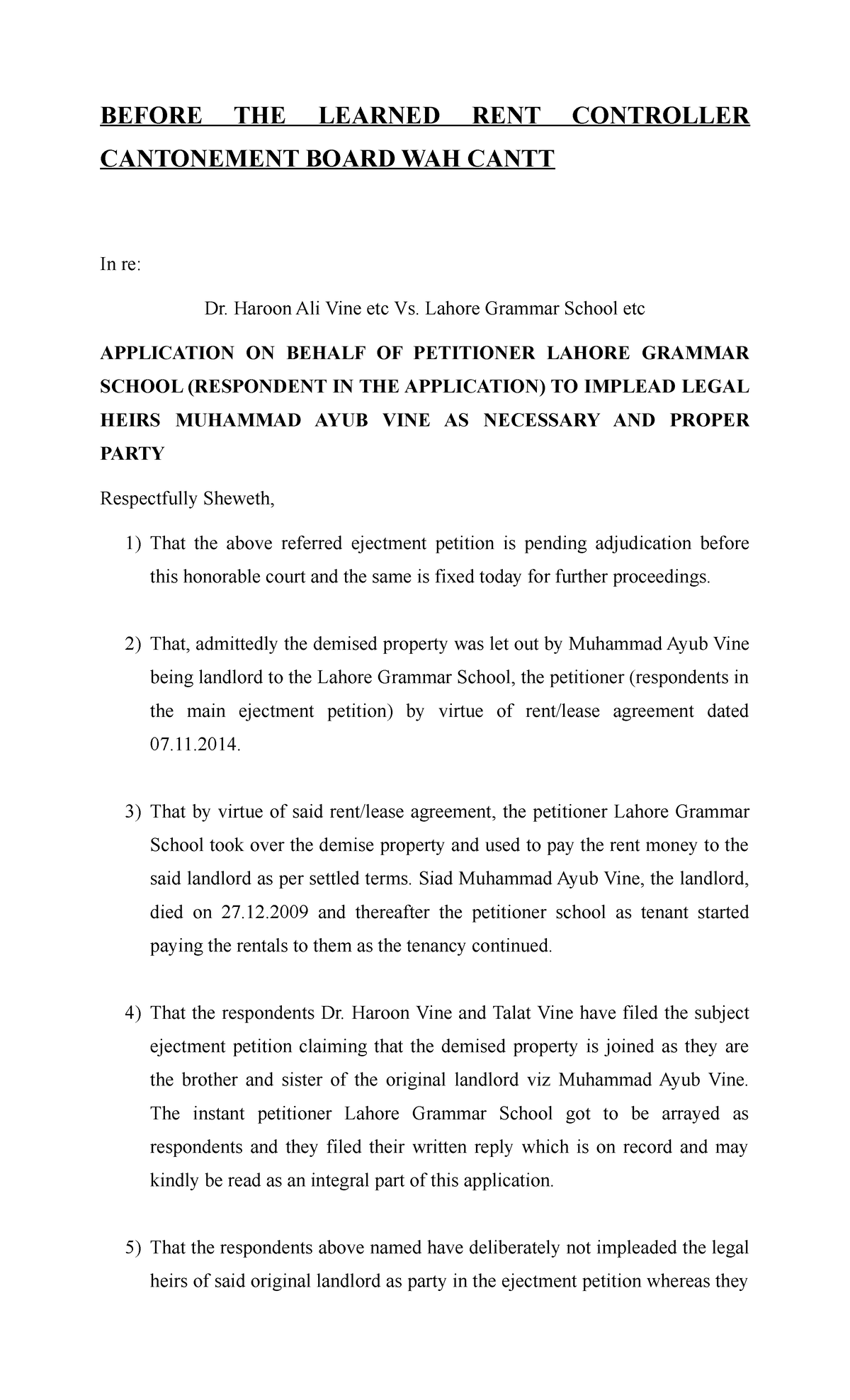 Wah Cantt - Lecture notes of criminal law - BEFORE THE LEARNED RENT ...