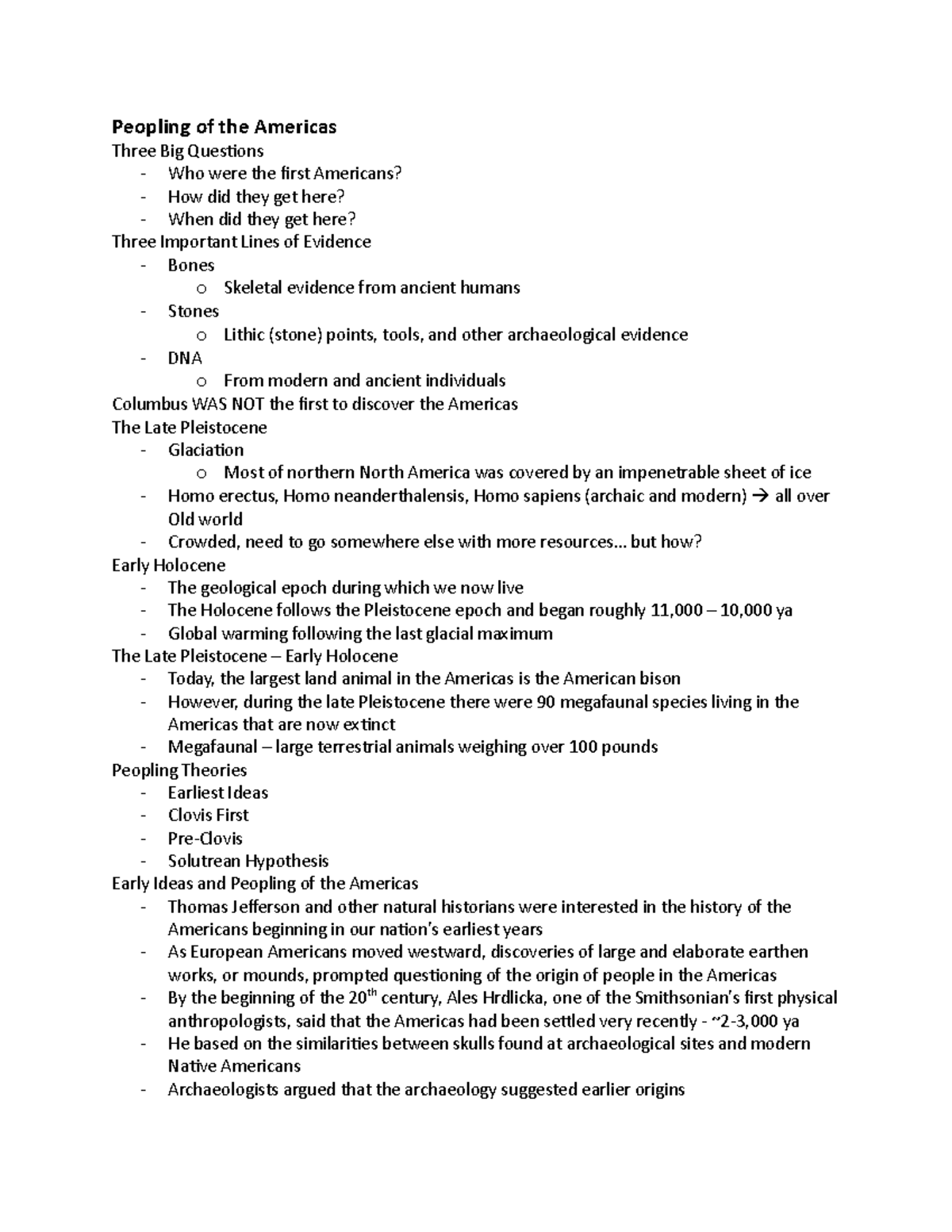 Anth 110-03 Week 12 Pt. 1 - Peopling of the Americas Three Big Questions - Who were the first ...