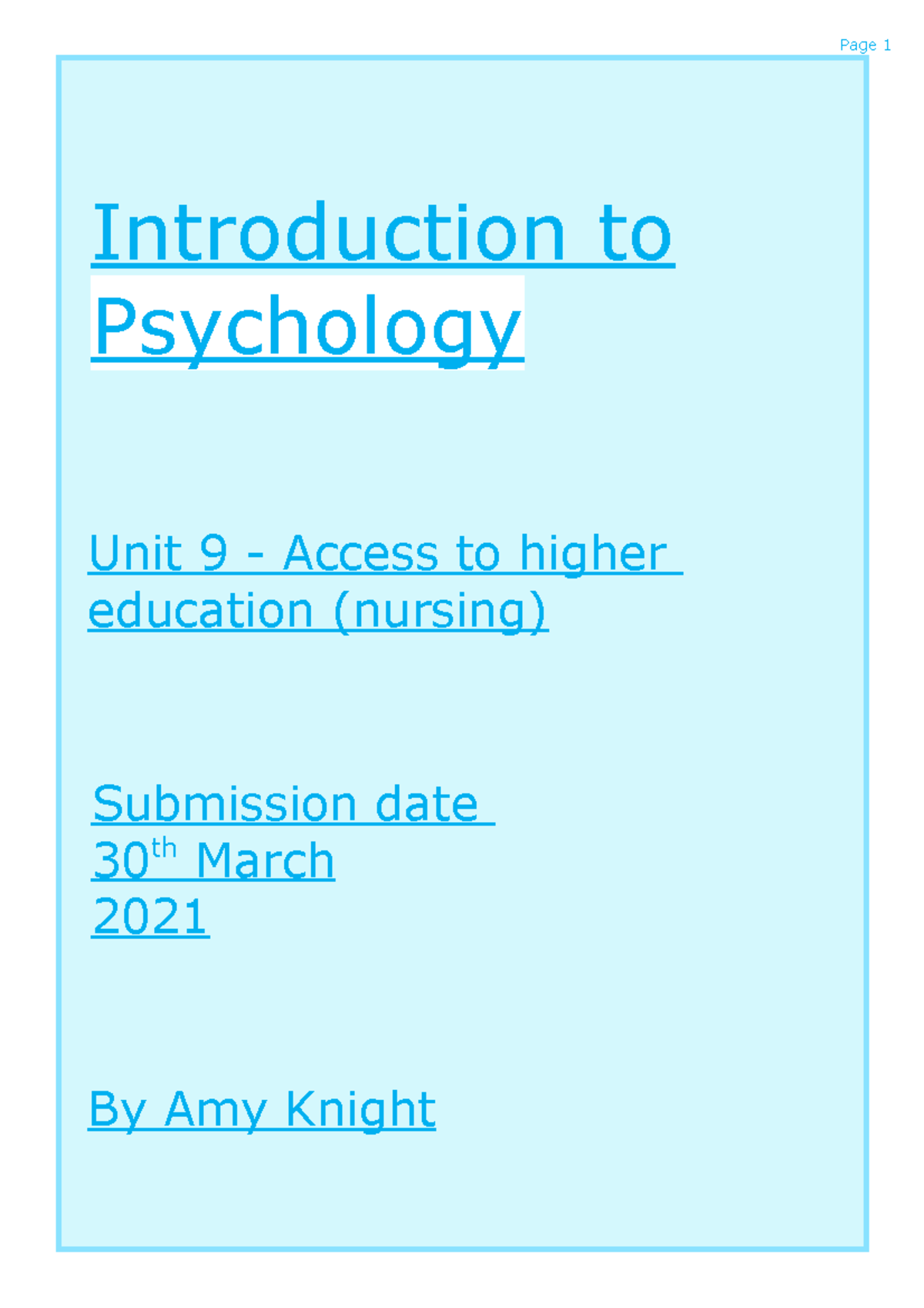 Unit 9 - Introduction to Psychology - Final Draft - Introduction to ...