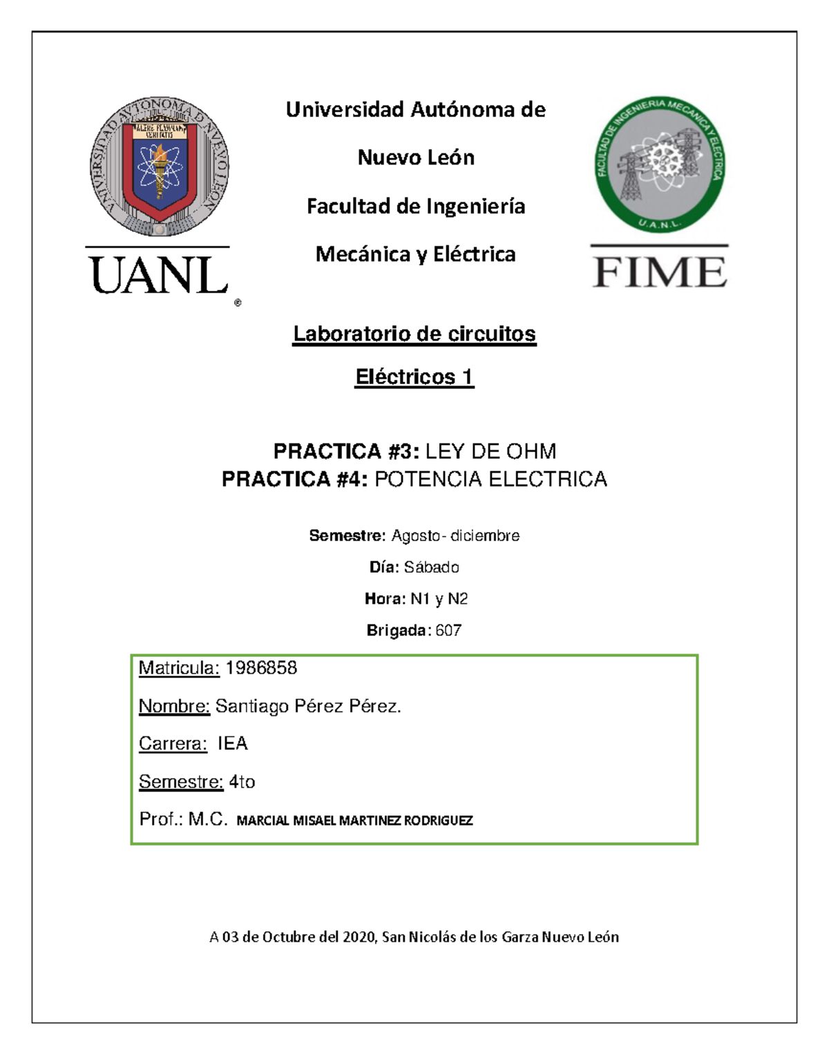 Practica 3 LEY DE OHM - Circuito resuelto - Warning: TT: undefined function: 32 Warning: TT ...