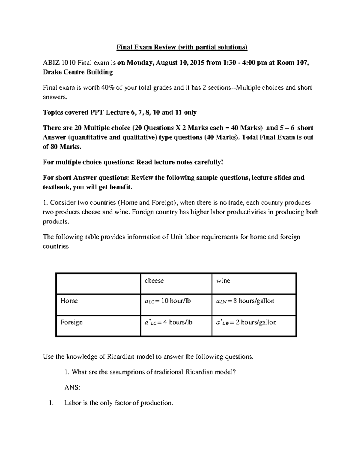 Sample/practice exam 18 July 2015, questions and answers - same as the ...
