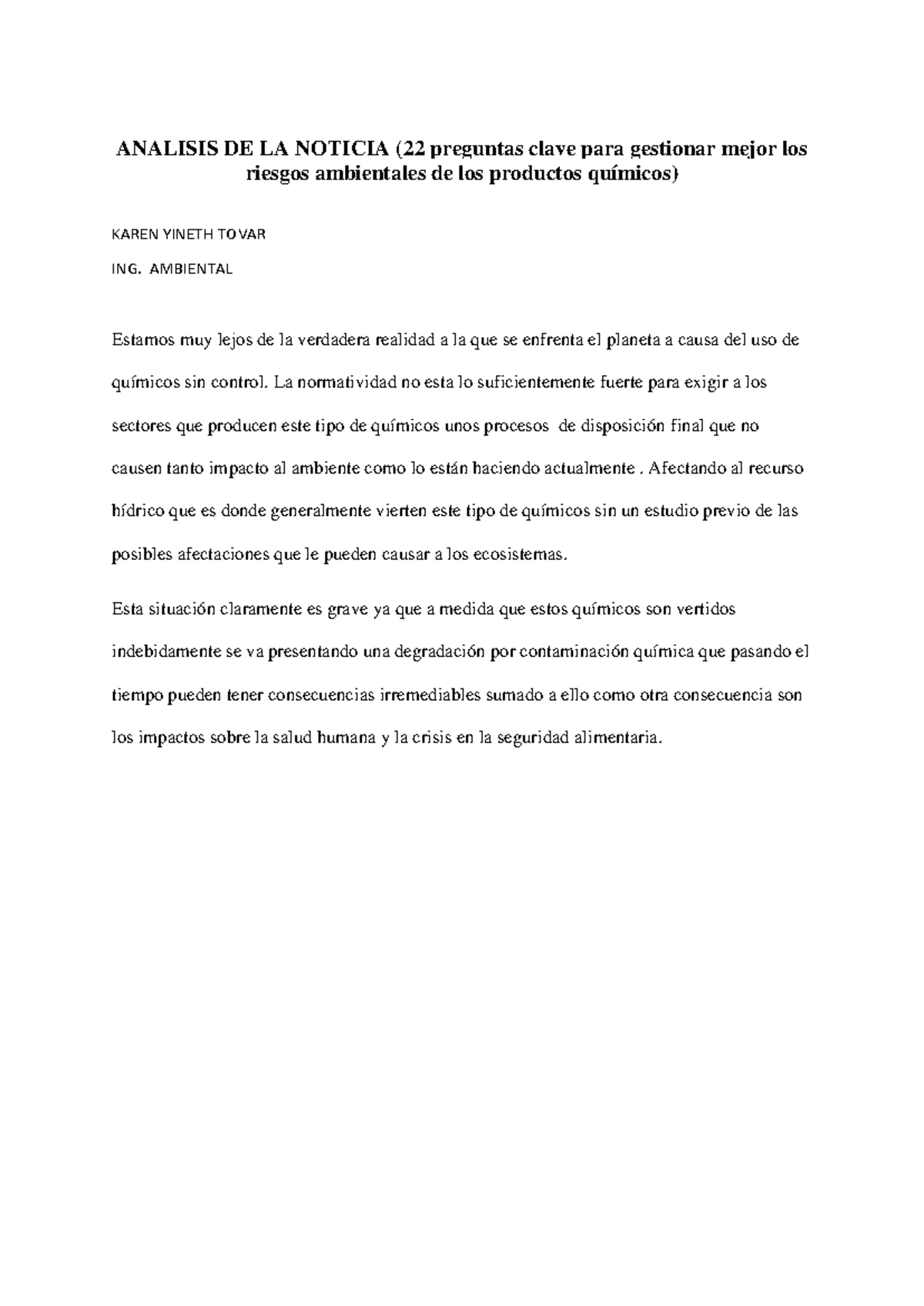 Analisis DE LA Noticia - ANALISIS DE LA NOTICIA (22 preguntas clave ...