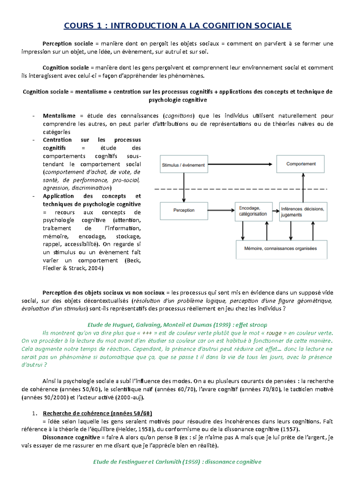 Cours 1 psycho sociale - COURS 1 : INTRODUCTION A LA COGNITION SOCIALE ...