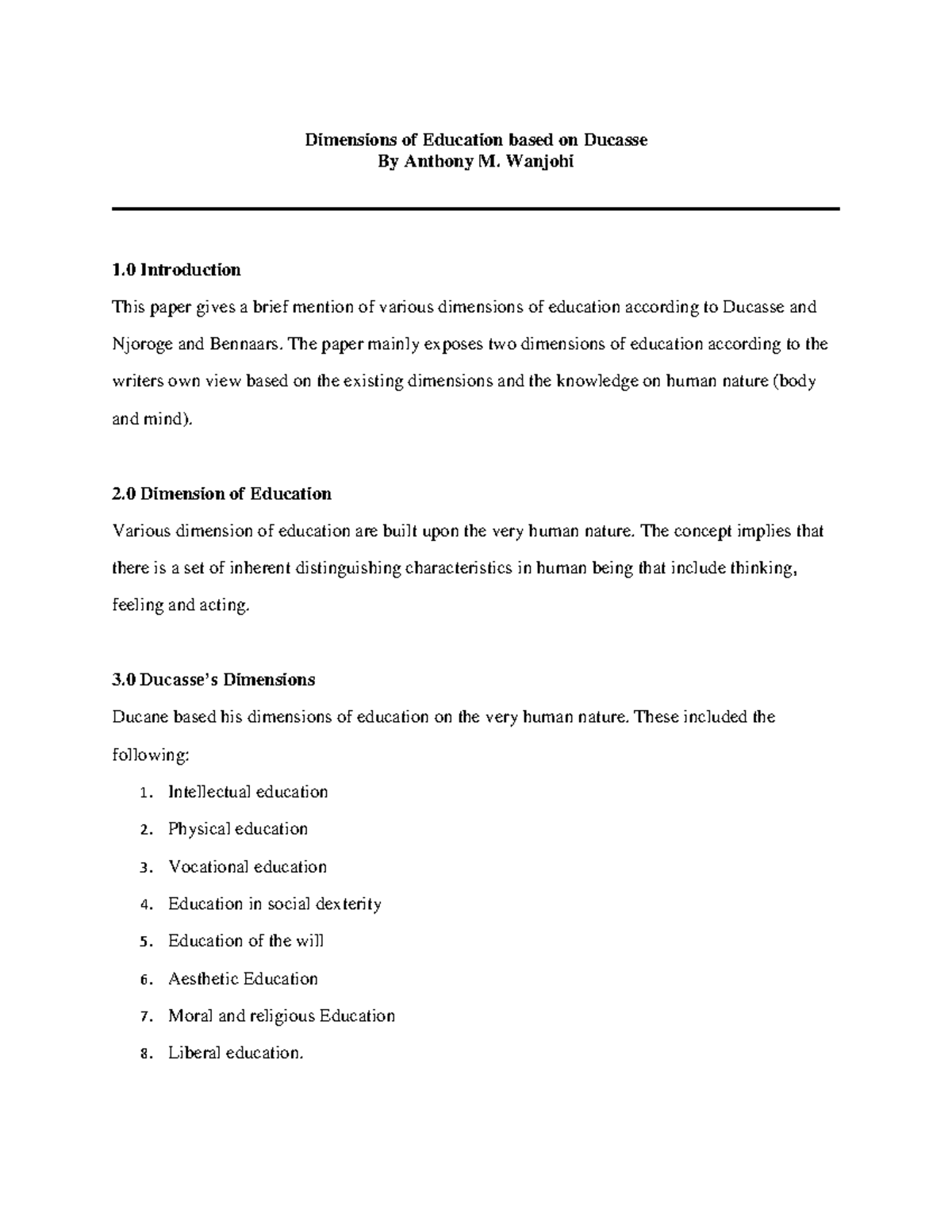 Education-dimensions - Education - UoN - Studocu