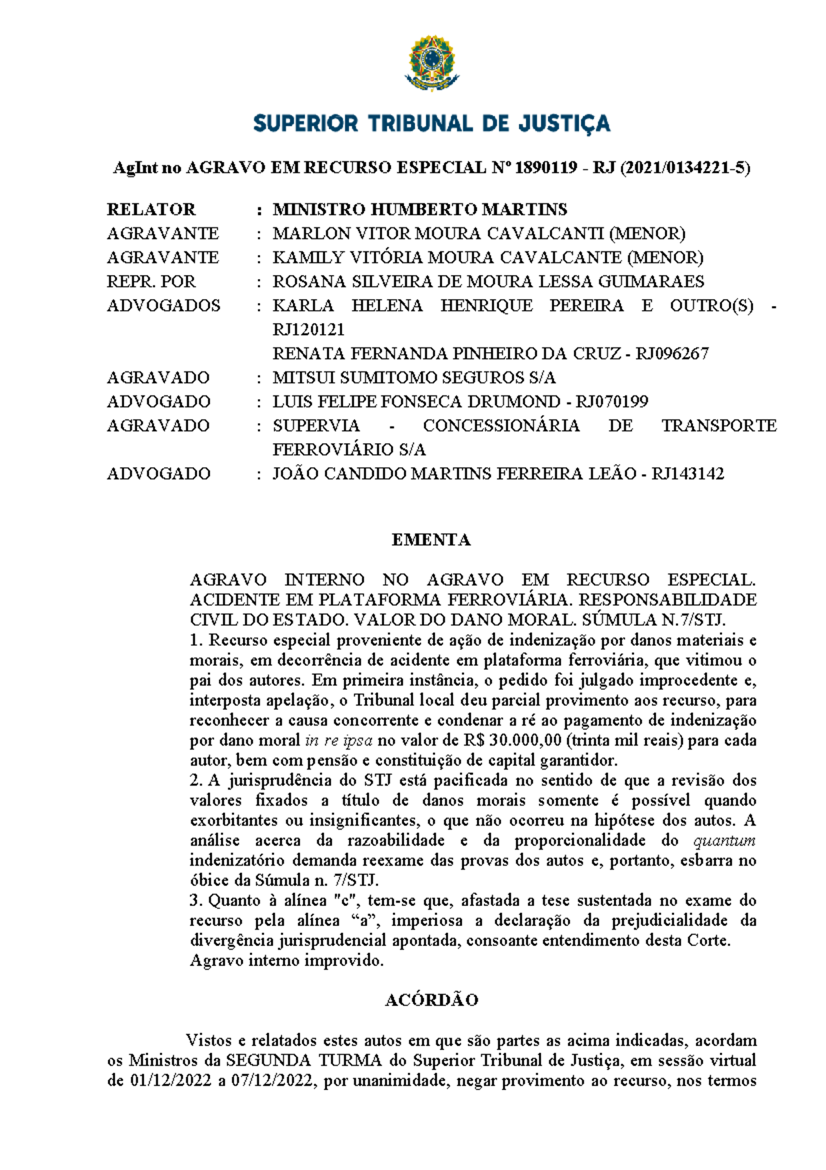 Acórdão DO STJ - IN RE IPSA - AgInt no AGRAVO EM RECURSO ESPECIAL Nº ...