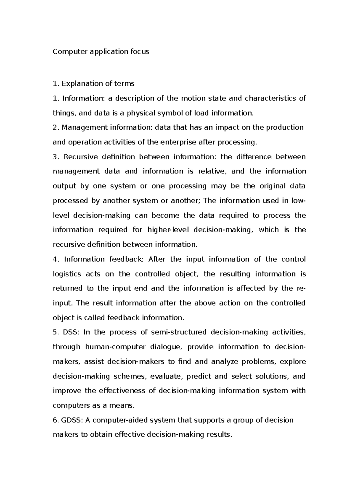 Computer application focus - Computer application focus Explanation of ...