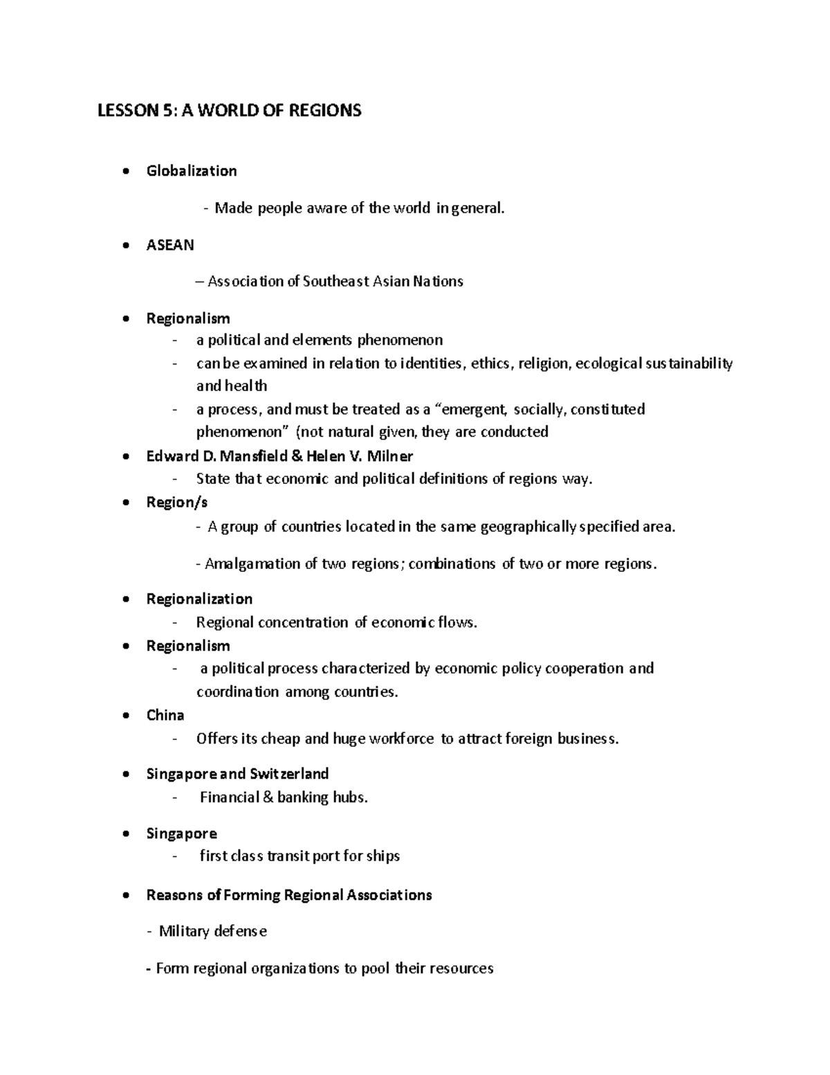 Lesson 5-A WORLD OF REGIONS - LESSON 5: A WORLD OF REGIONS ...