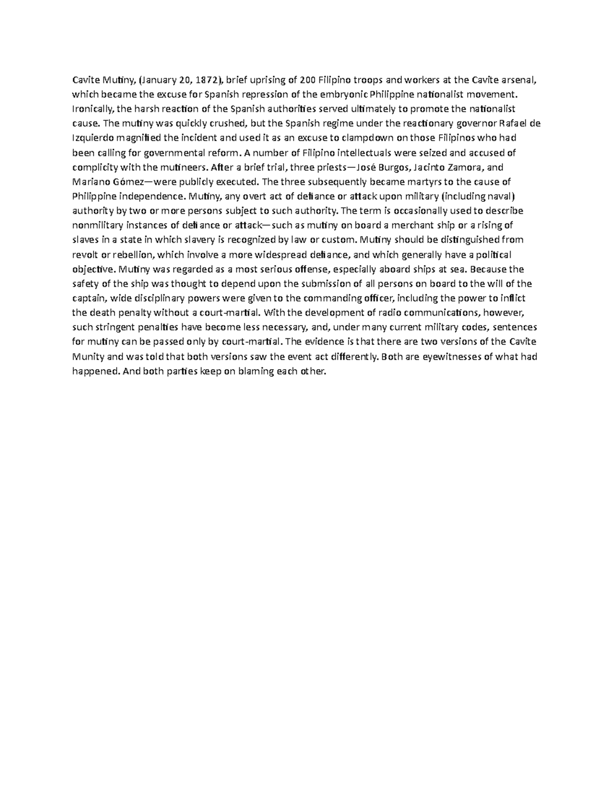 About cavitey mutiny - Cavite Mutiny, (January 20, 1872), brief ...