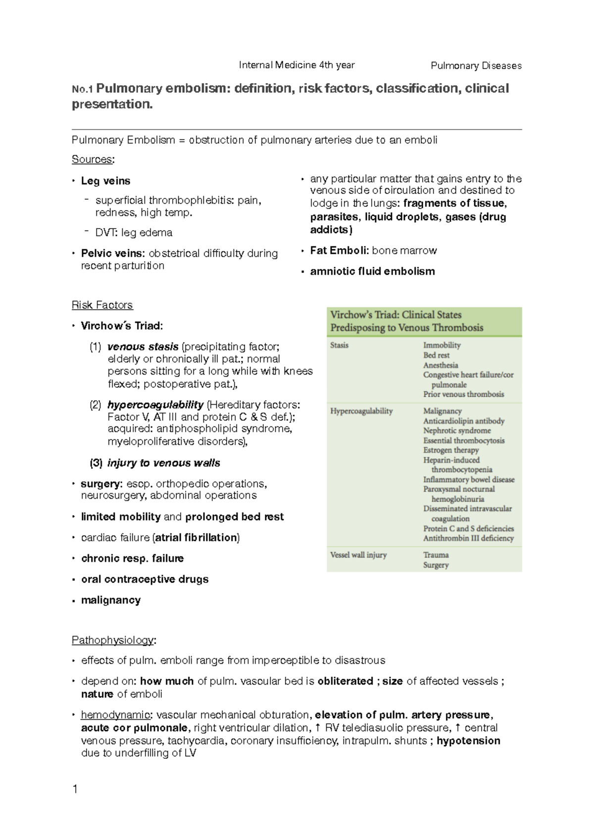Internal medicine 4th year pulmonology - No Pulmonary embolism ...