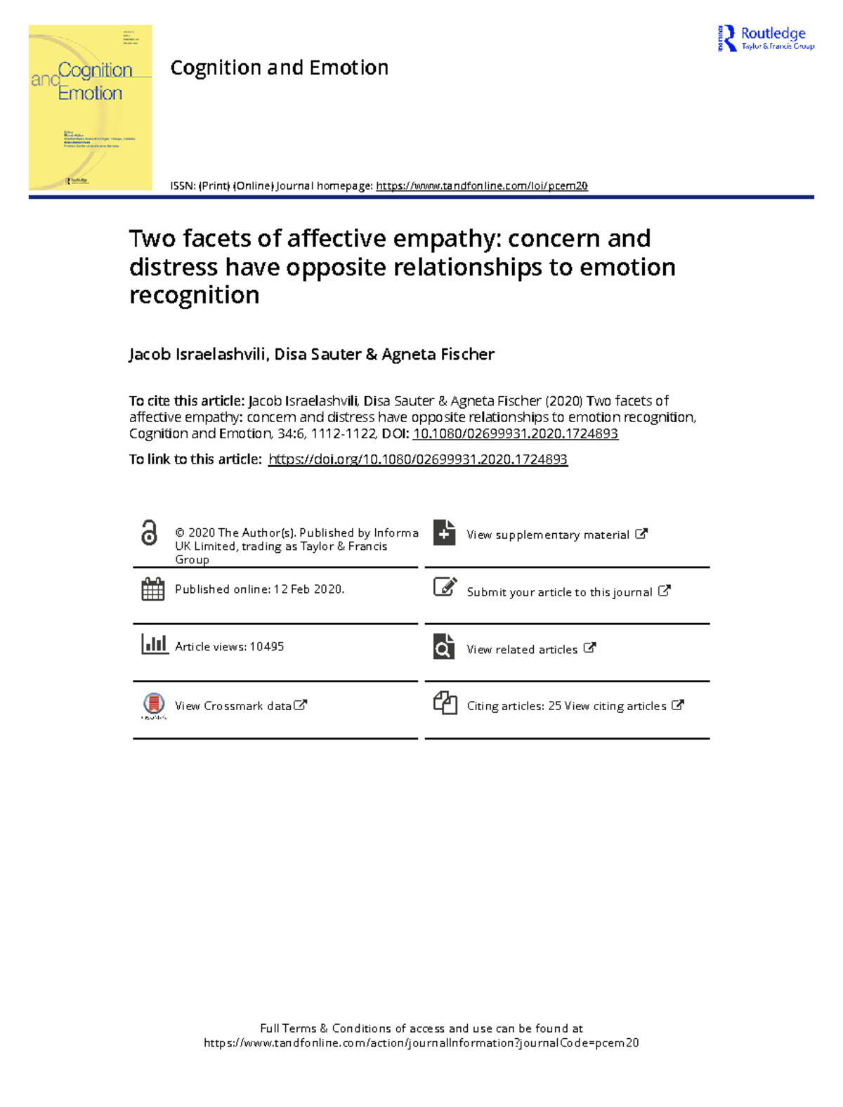 Two facets of affective empathy concern and distress have opposite ...