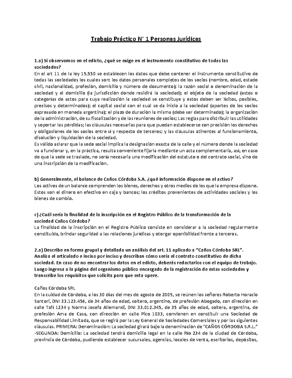 TP N°1 Personas Juridicas - Trabajo Pr·ctico N∞ 1 Personas JurÌdicas Si observamos en el edicto ...