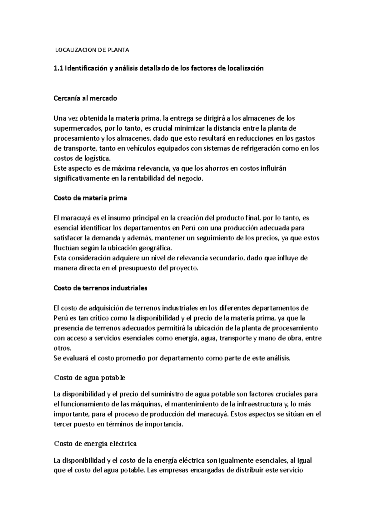 Localizacion de planta - LOCALIZACION DE PLANTA 1 Identificación y ...